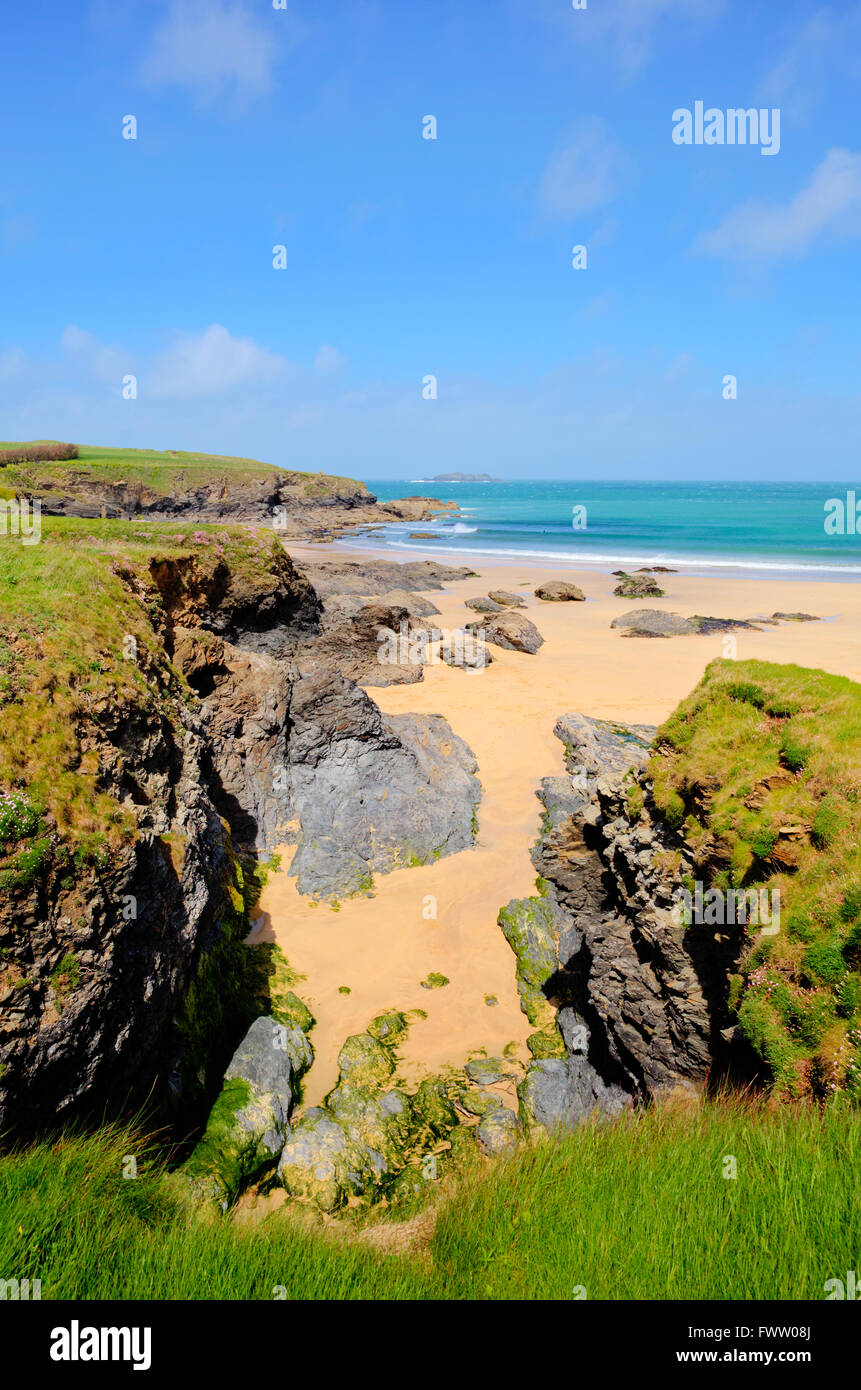 Harlyn Bay beach North Cornwall England UK near Padstow and Newquay in ...