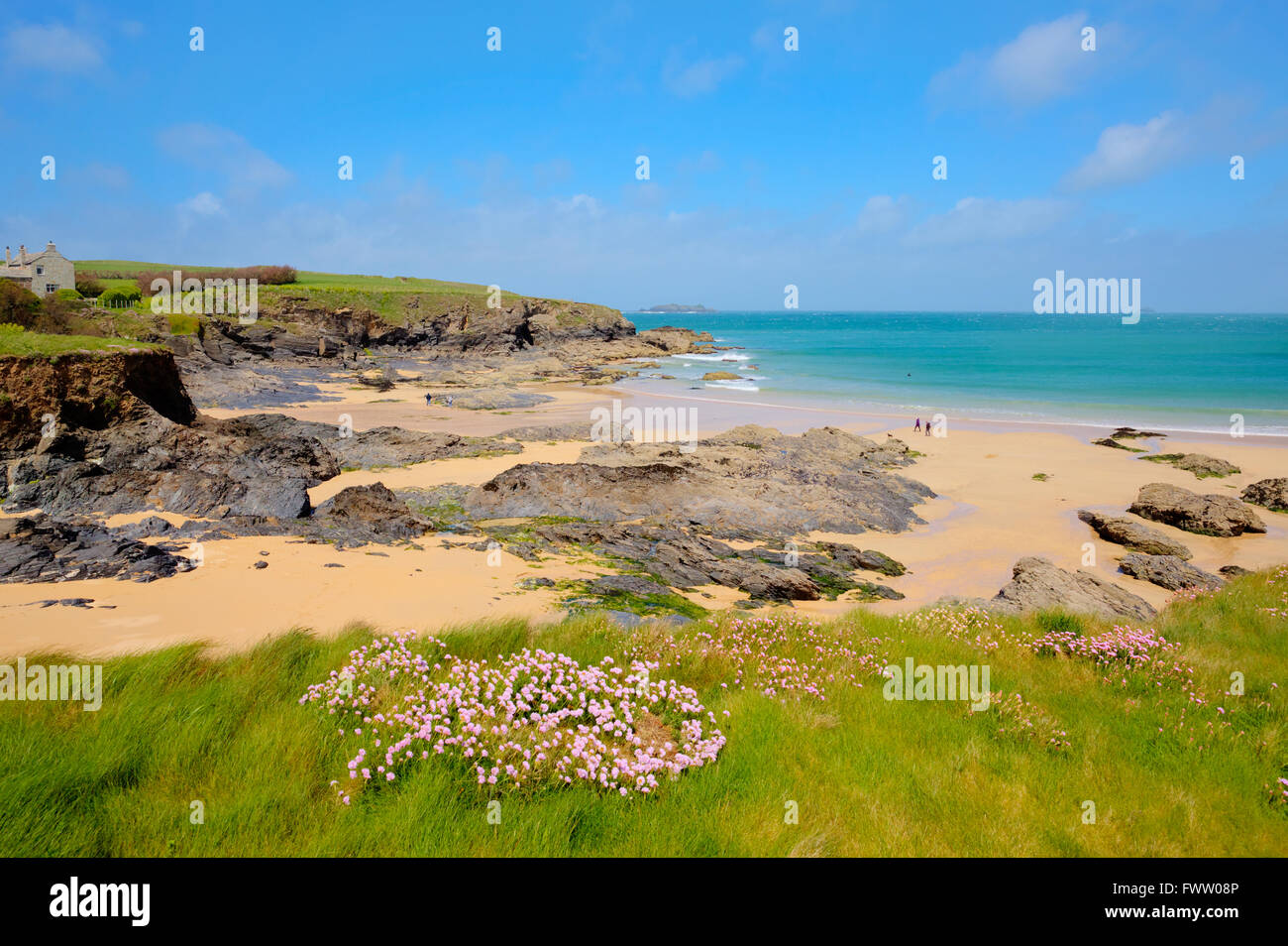 Harlyn Bay beach North Cornwall England UK near Padstow and Newquay in ...