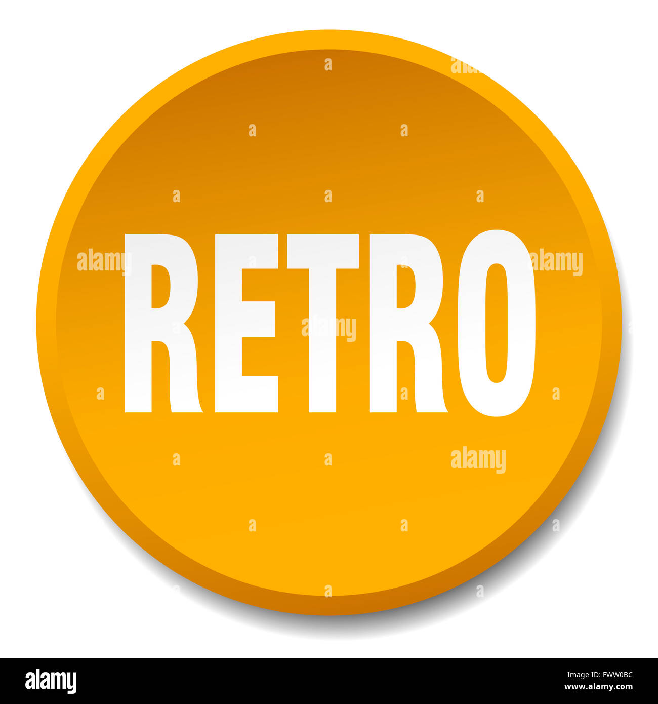 retro orange round flat isolated push button Stock Photo - Alamy