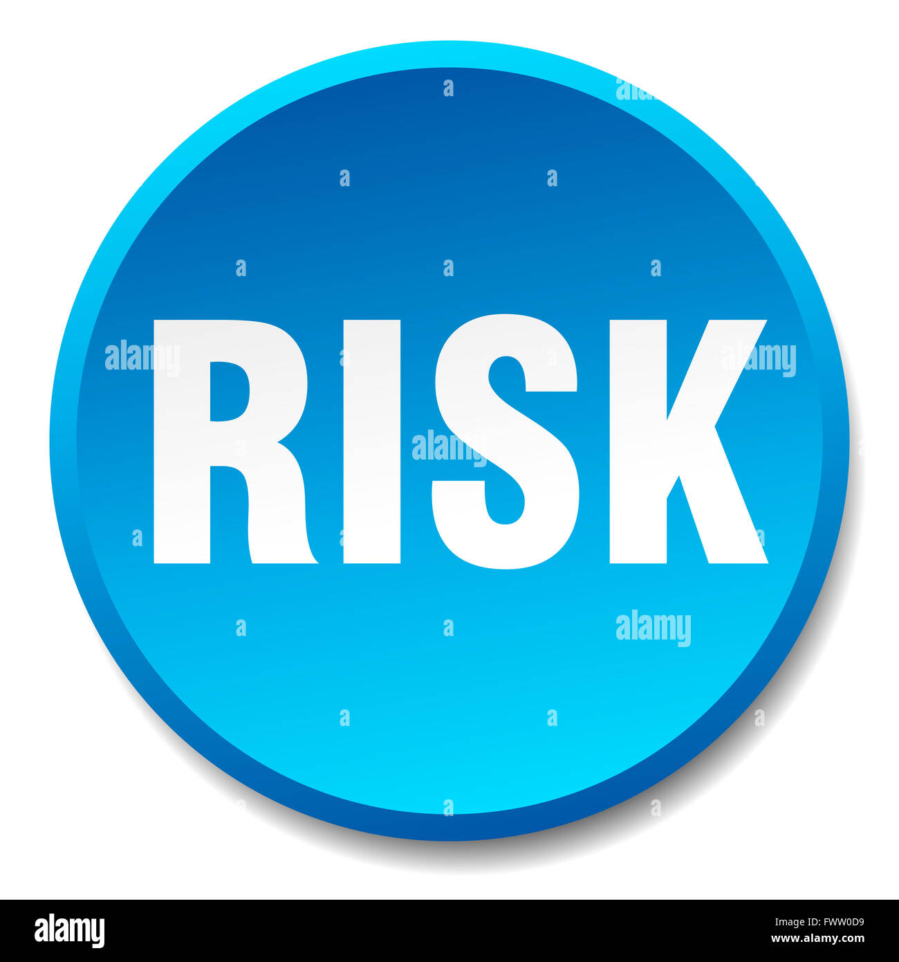 risk blue round flat isolated push button Stock Photo - Alamy