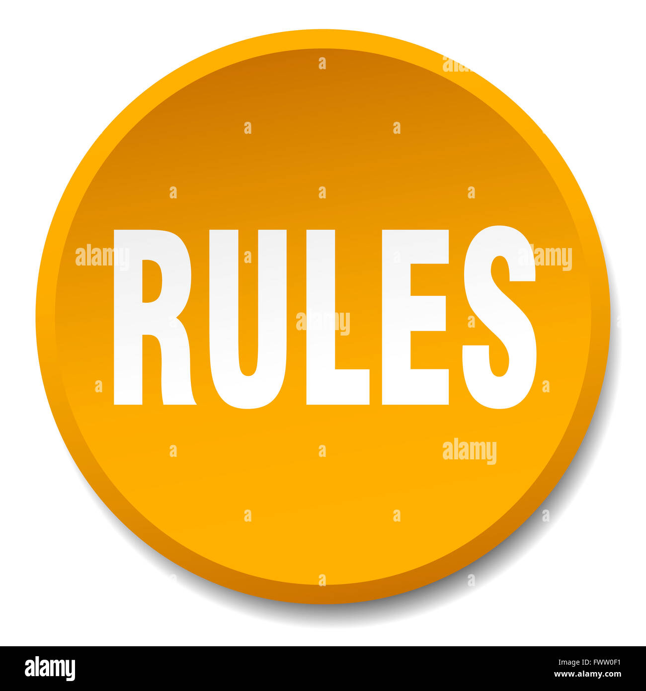rules orange round flat isolated push button Stock Photo - Alamy