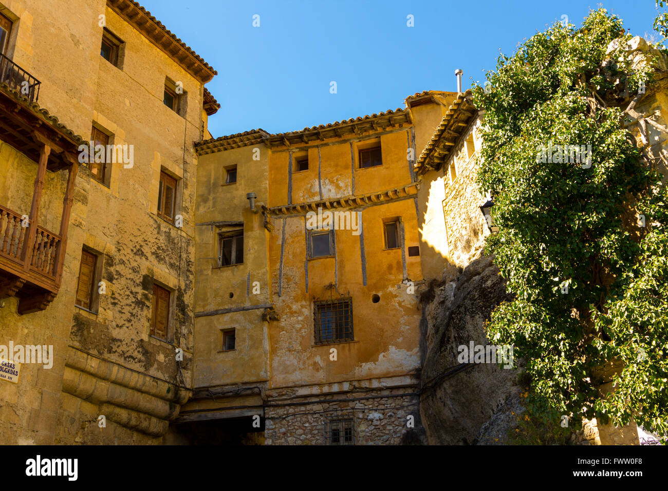Typical streets and buildings of the famous city of Cuenca, Spain Stock ...