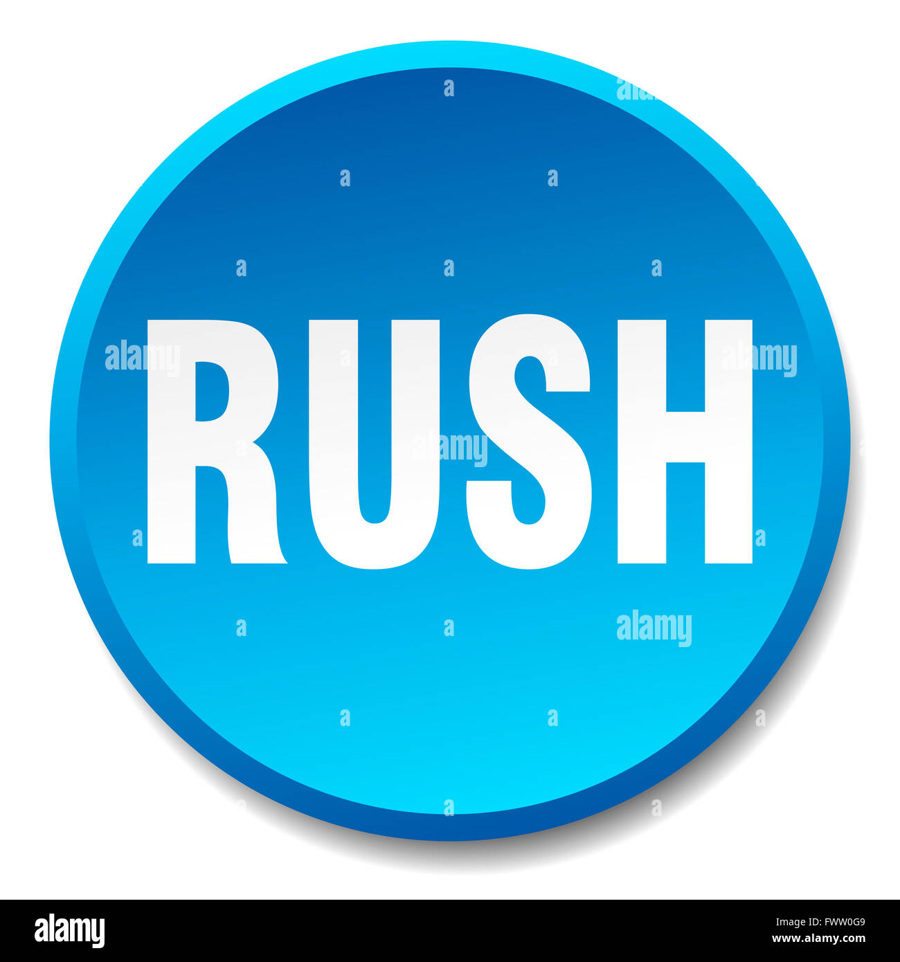 rush blue round flat isolated push button Stock Photo - Alamy