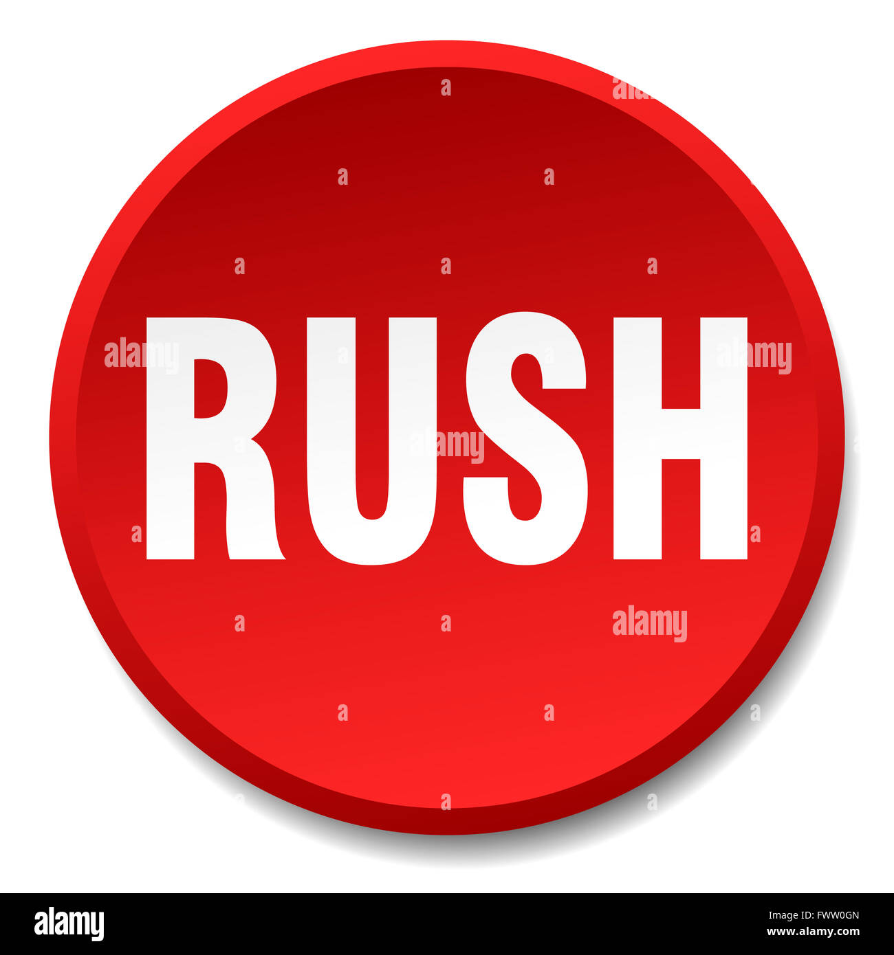rush red round flat isolated push button Stock Photo - Alamy