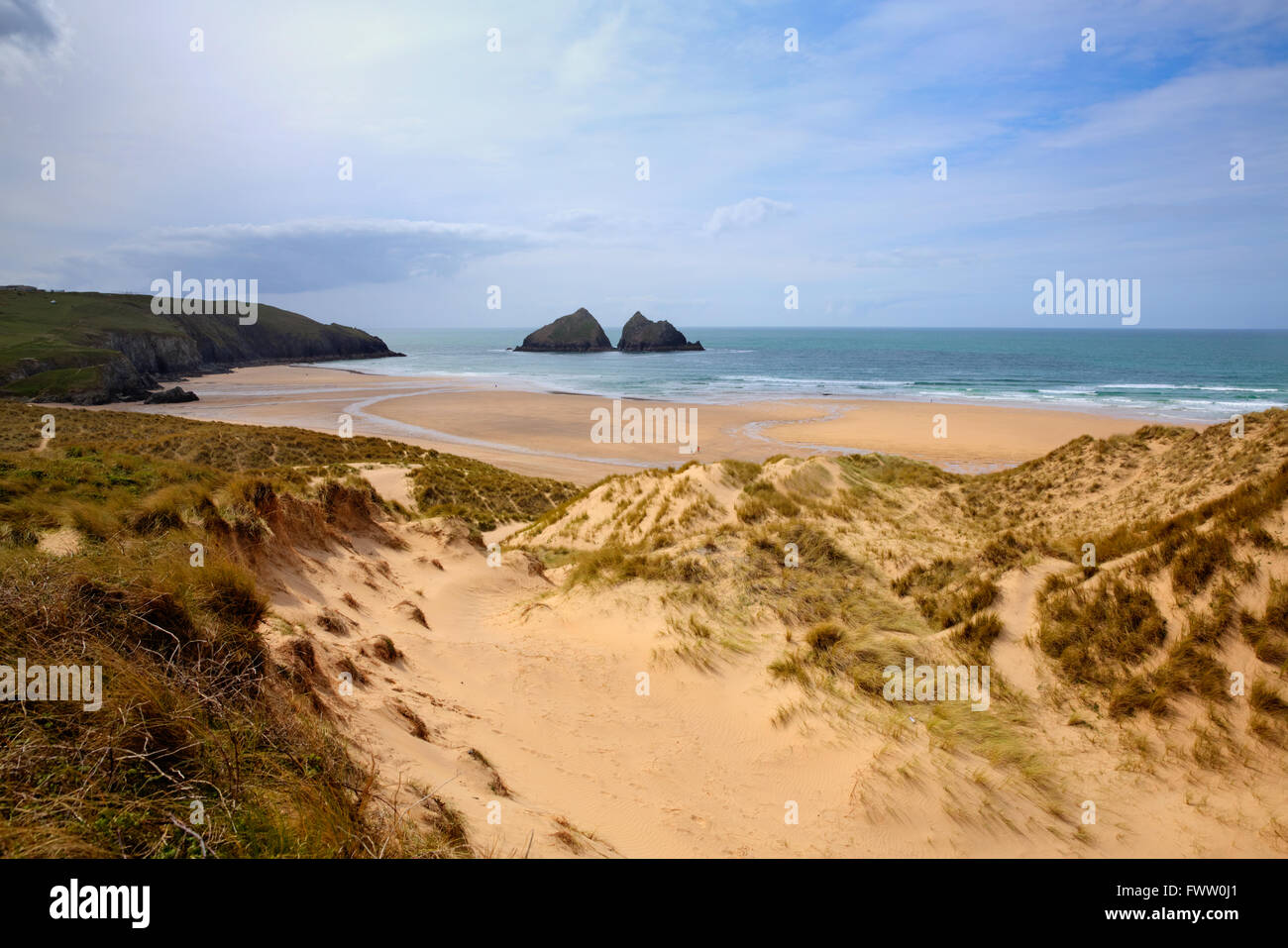 Holywell Bay North Cornwall UK near Newquay and Crantock beach and Gull ...