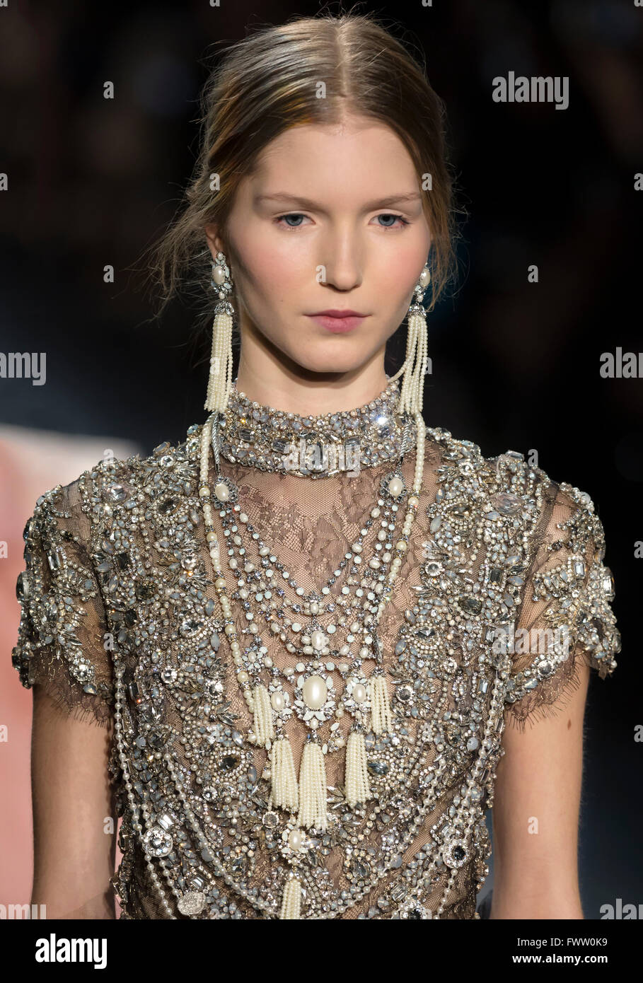 New York City, USA - February 17, 2016: Paula Simkuse walks the runway ...