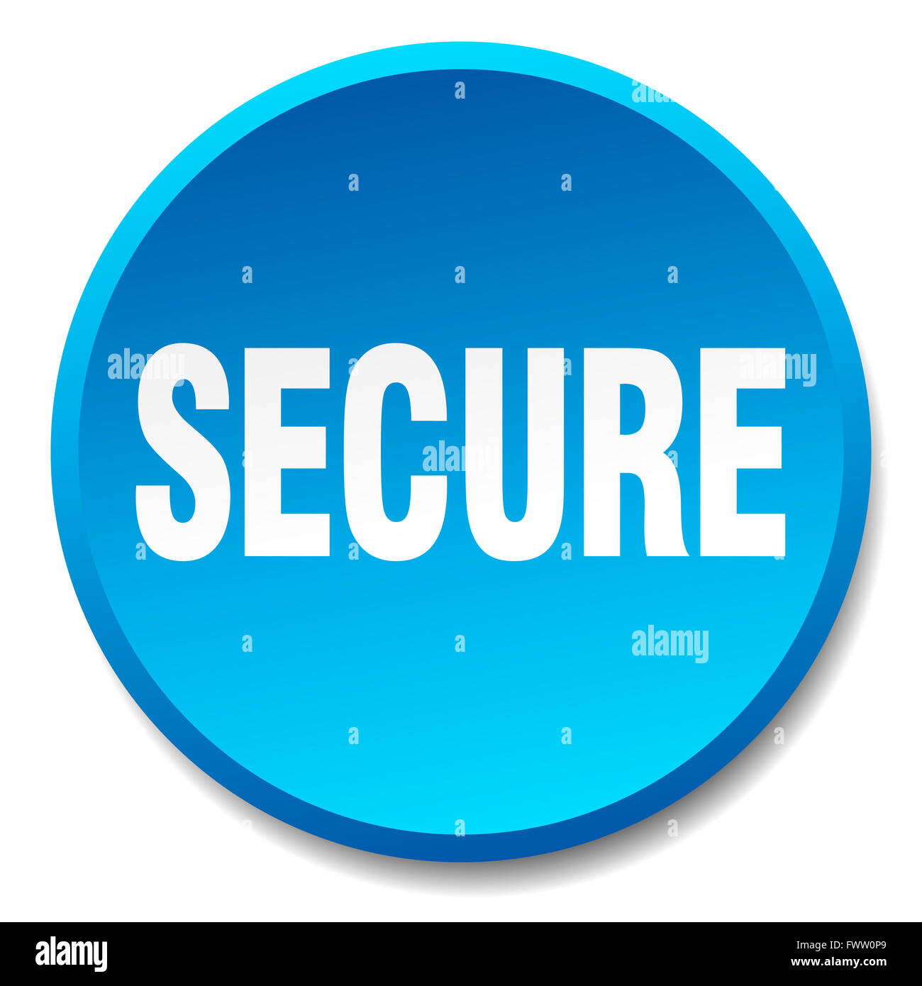 secure blue round flat isolated push button Stock Photo - Alamy