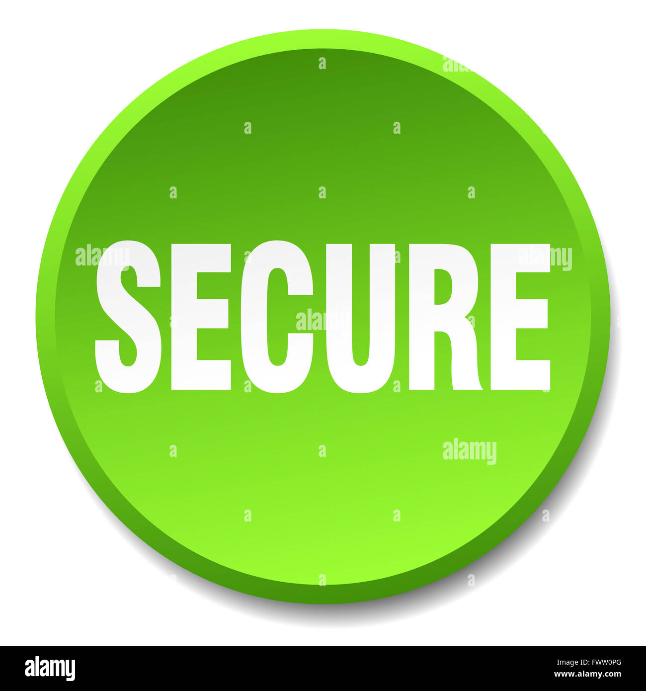 secure green round flat isolated push button Stock Photo - Alamy