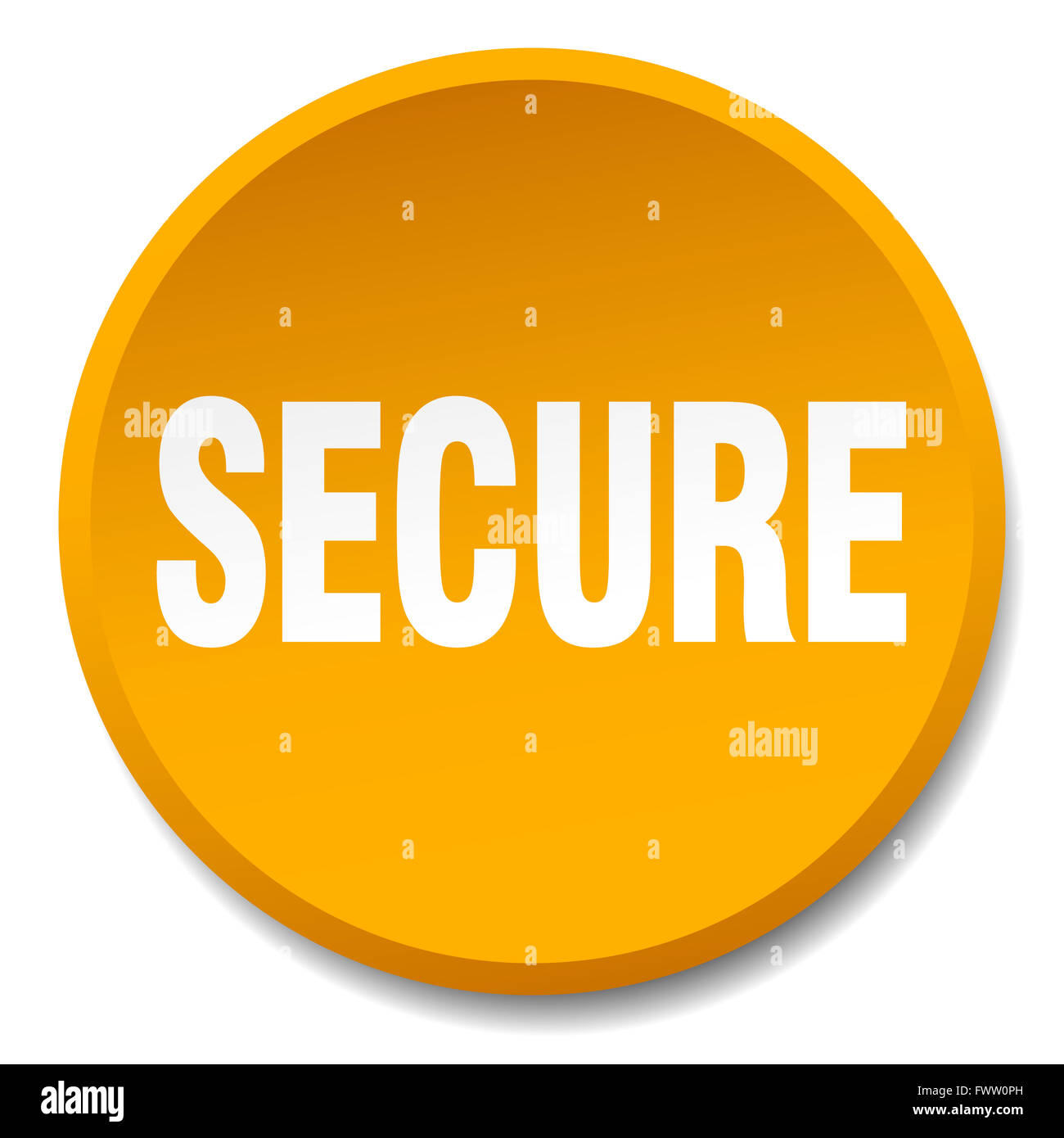 secure orange round flat isolated push button Stock Photo - Alamy