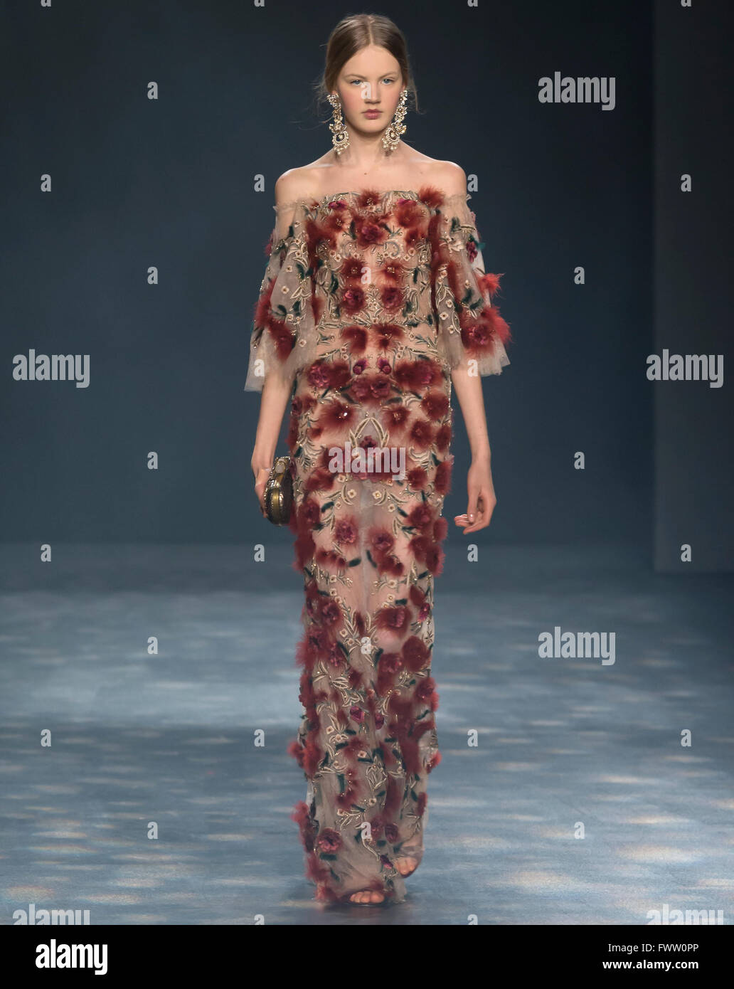 New York City, USA - February 17, 2016: Noa Vermeer walks the runway at ...