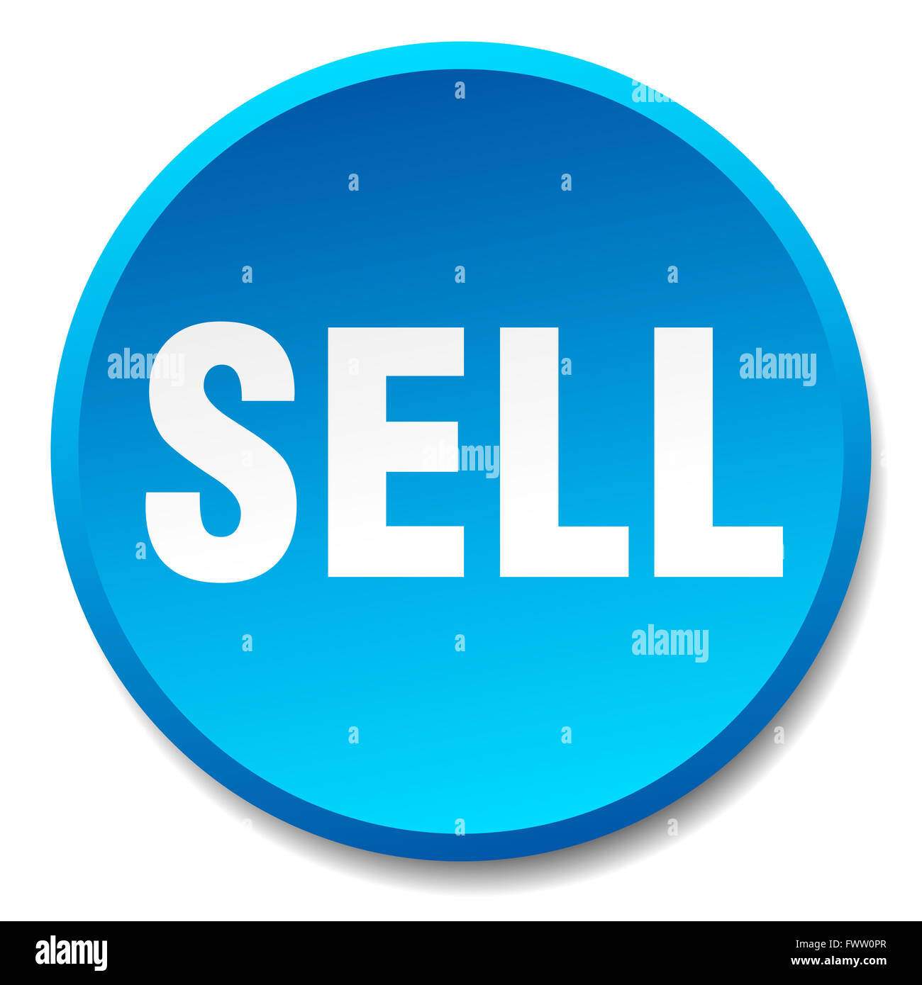 sell blue round flat isolated push button Stock Photo - Alamy