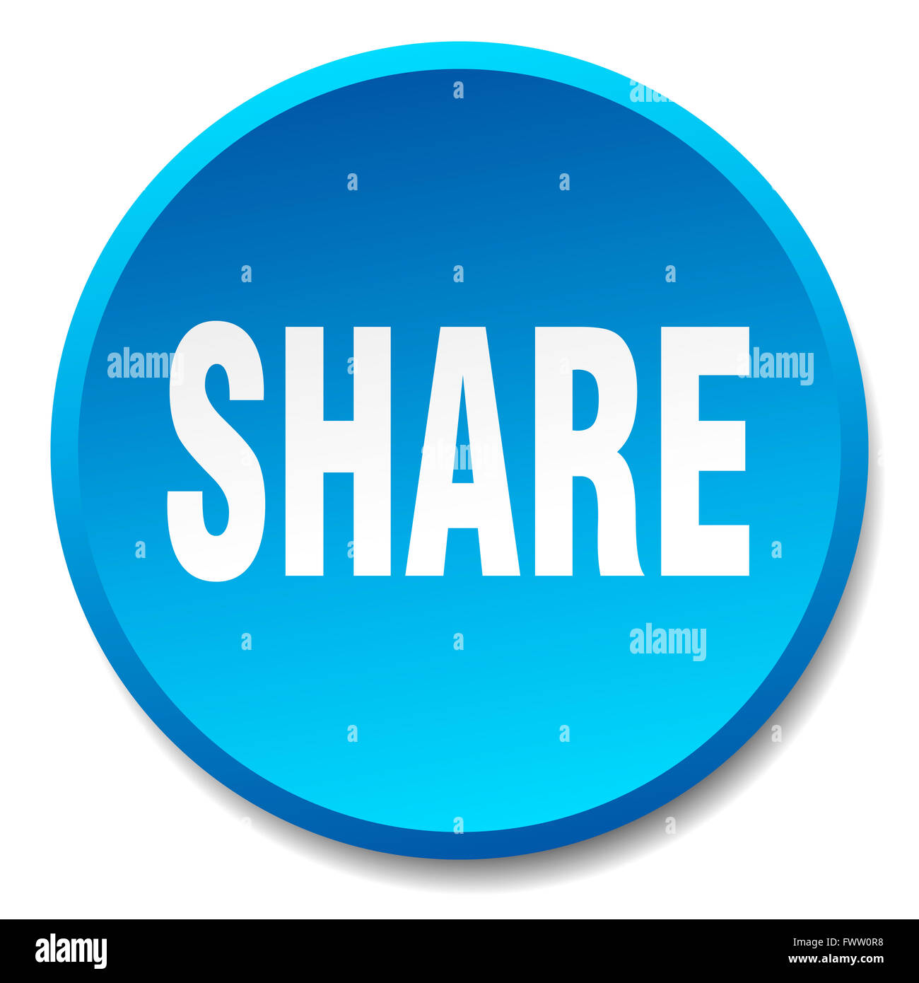 share blue round flat isolated push button Stock Photo - Alamy