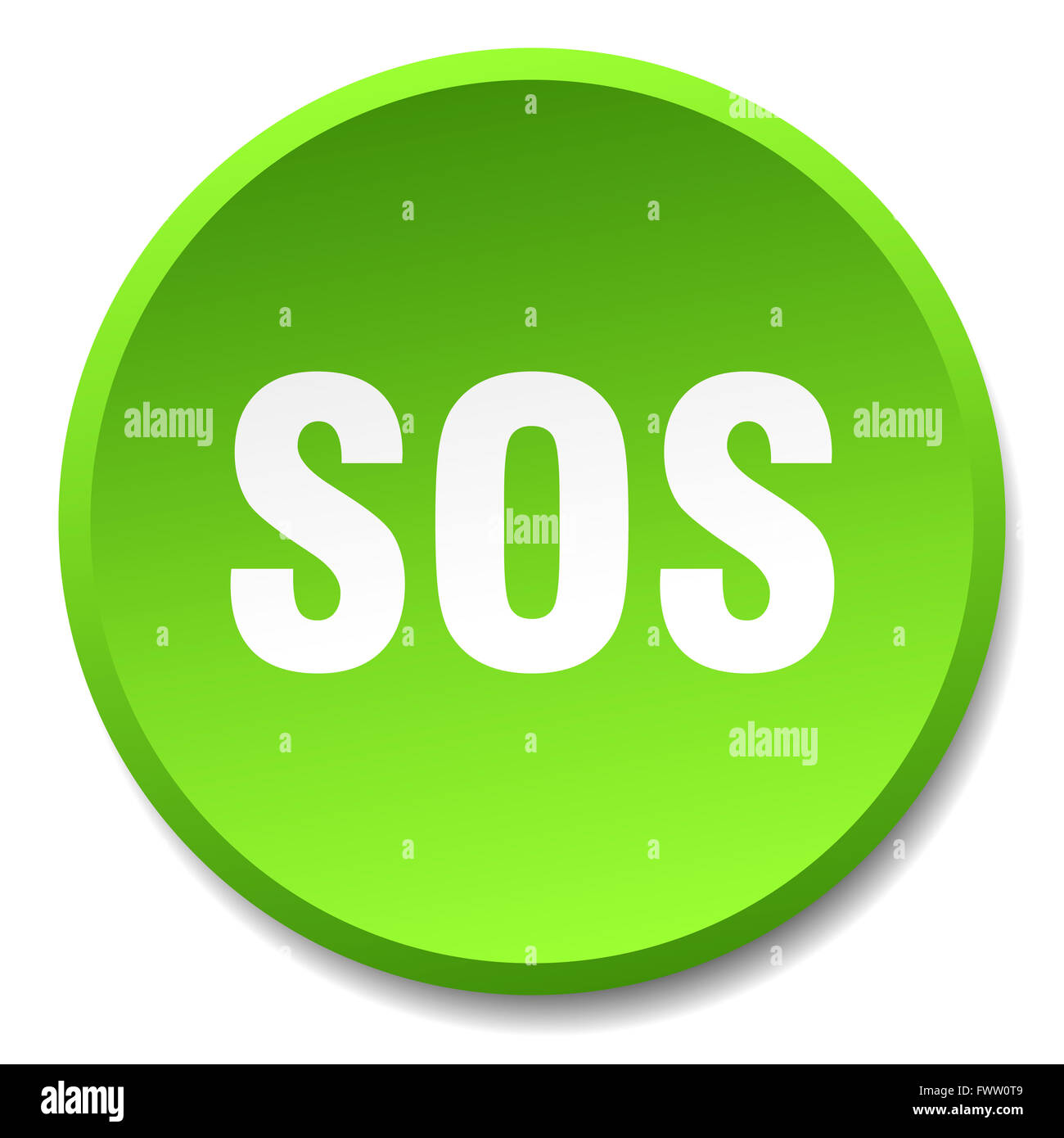 sos green round flat isolated push button Stock Photo - Alamy