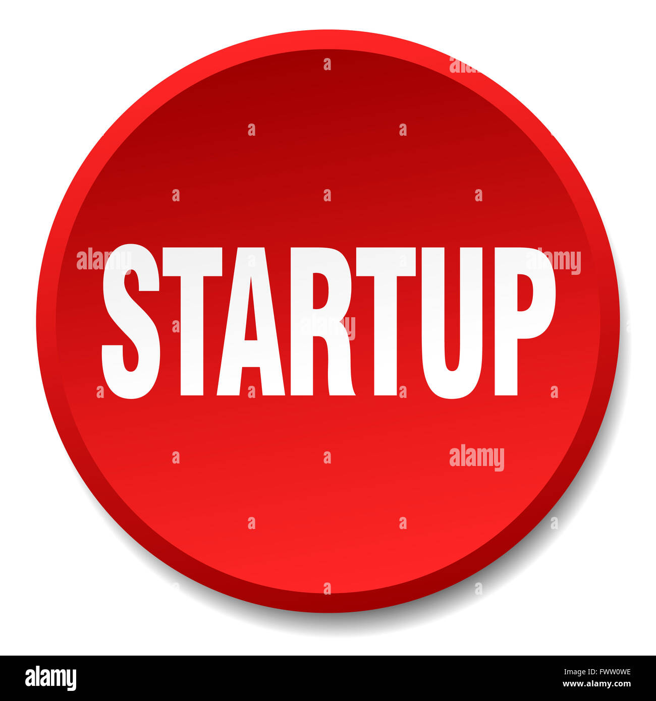startup red round flat isolated push button Stock Photo - Alamy