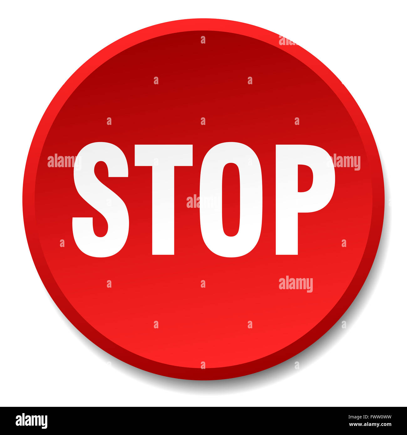 stop red round flat isolated push button Stock Photo - Alamy