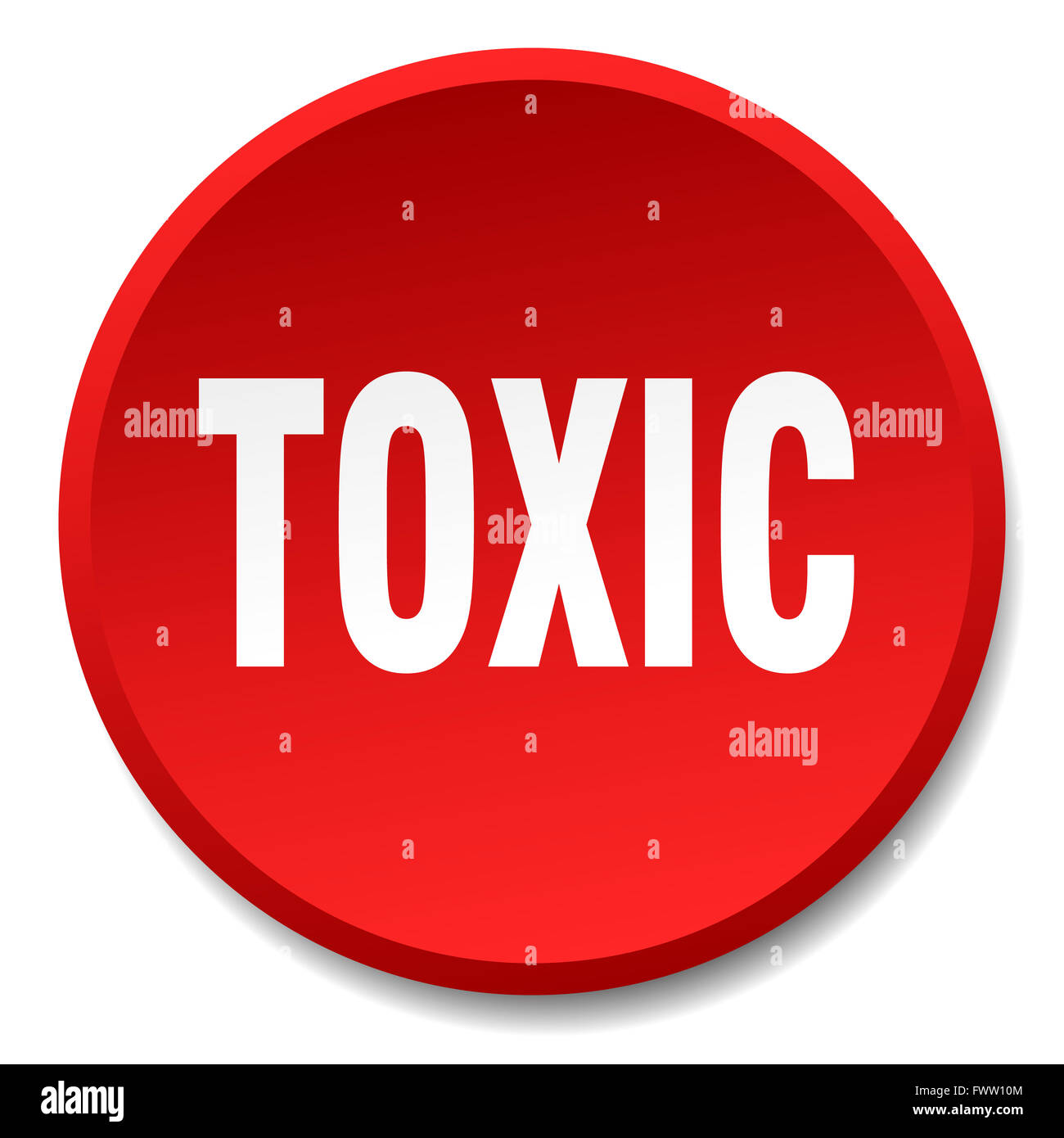 toxic red round flat isolated push button Stock Photo - Alamy