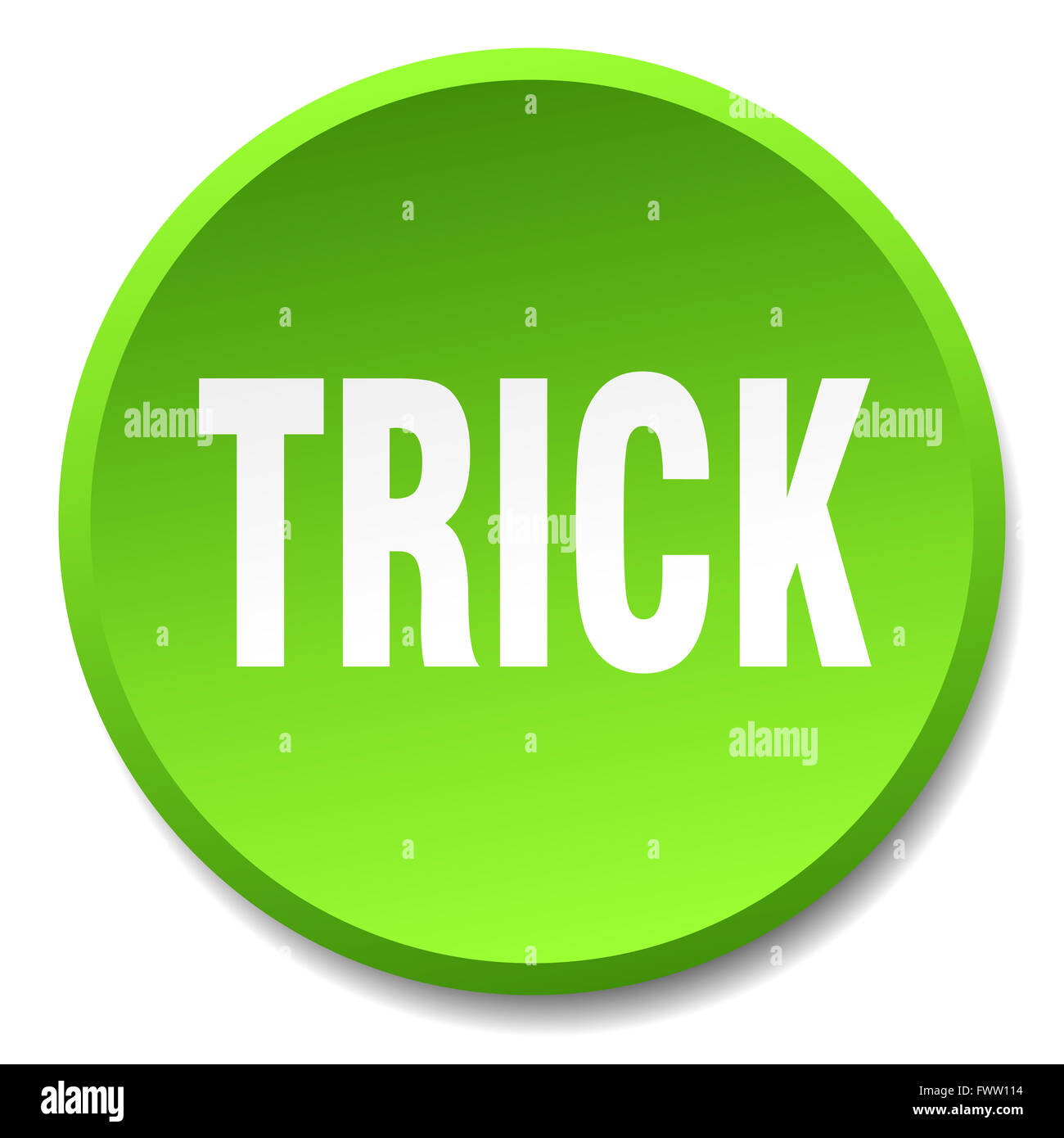 trick green round flat isolated push button Stock Photo - Alamy
