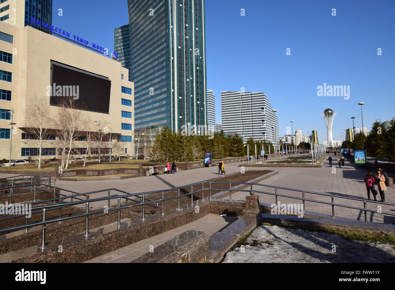 Street view with modern buildings in Astana, capital of Kazakhstan ...