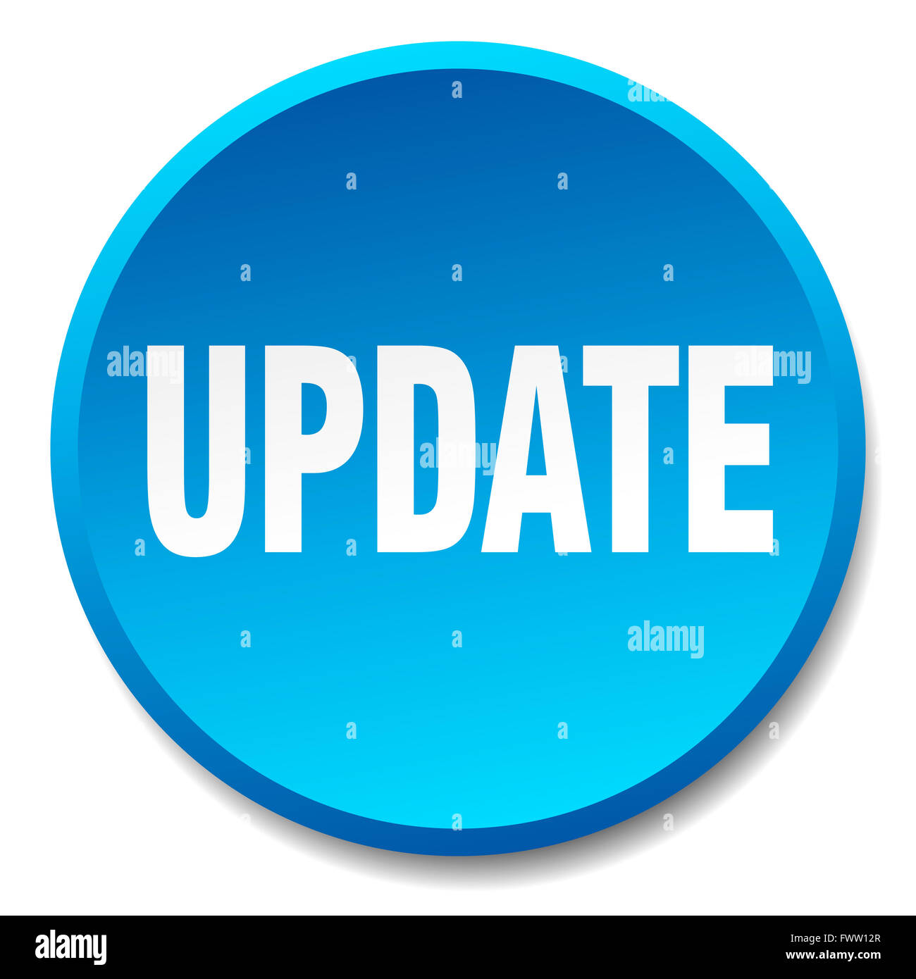 update blue round flat isolated push button Stock Photo - Alamy