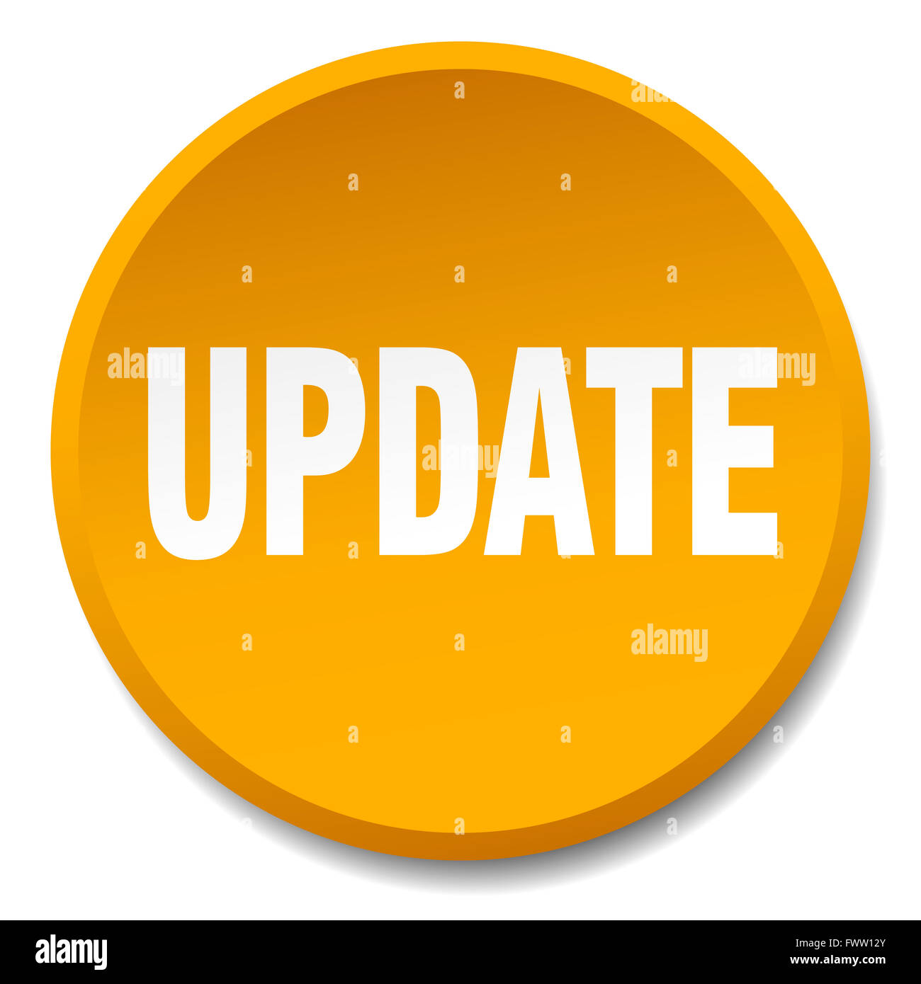 update orange round flat isolated push button Stock Photo - Alamy