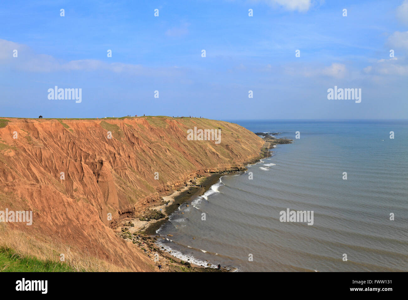 Erosion on Filey Brigg natural rock promontory, Filey, North Yorkshire ...