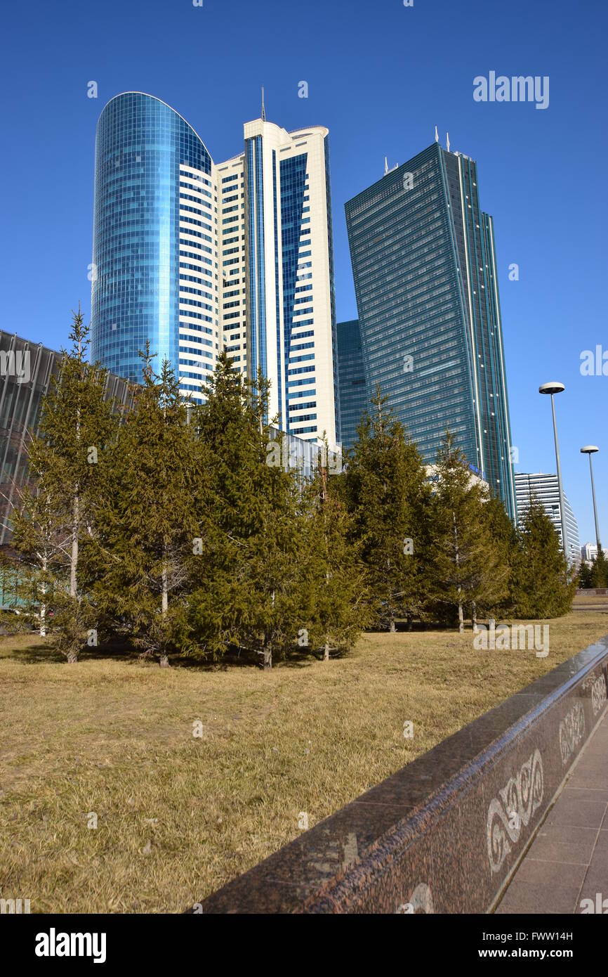 Street view with modern buildings in Astana, capital of Kazakhstan ...