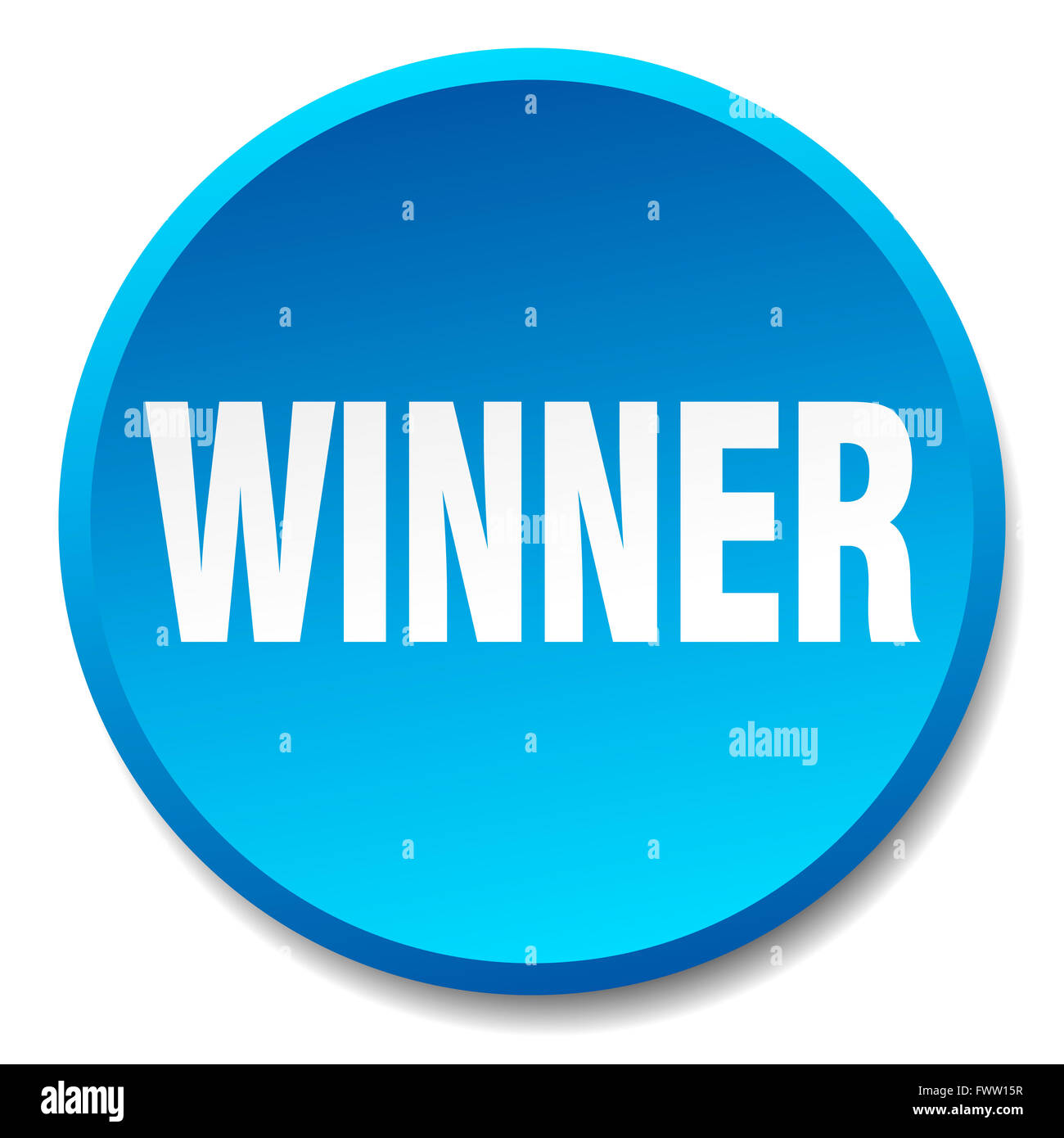 winner blue round flat isolated push button Stock Photo - Alamy