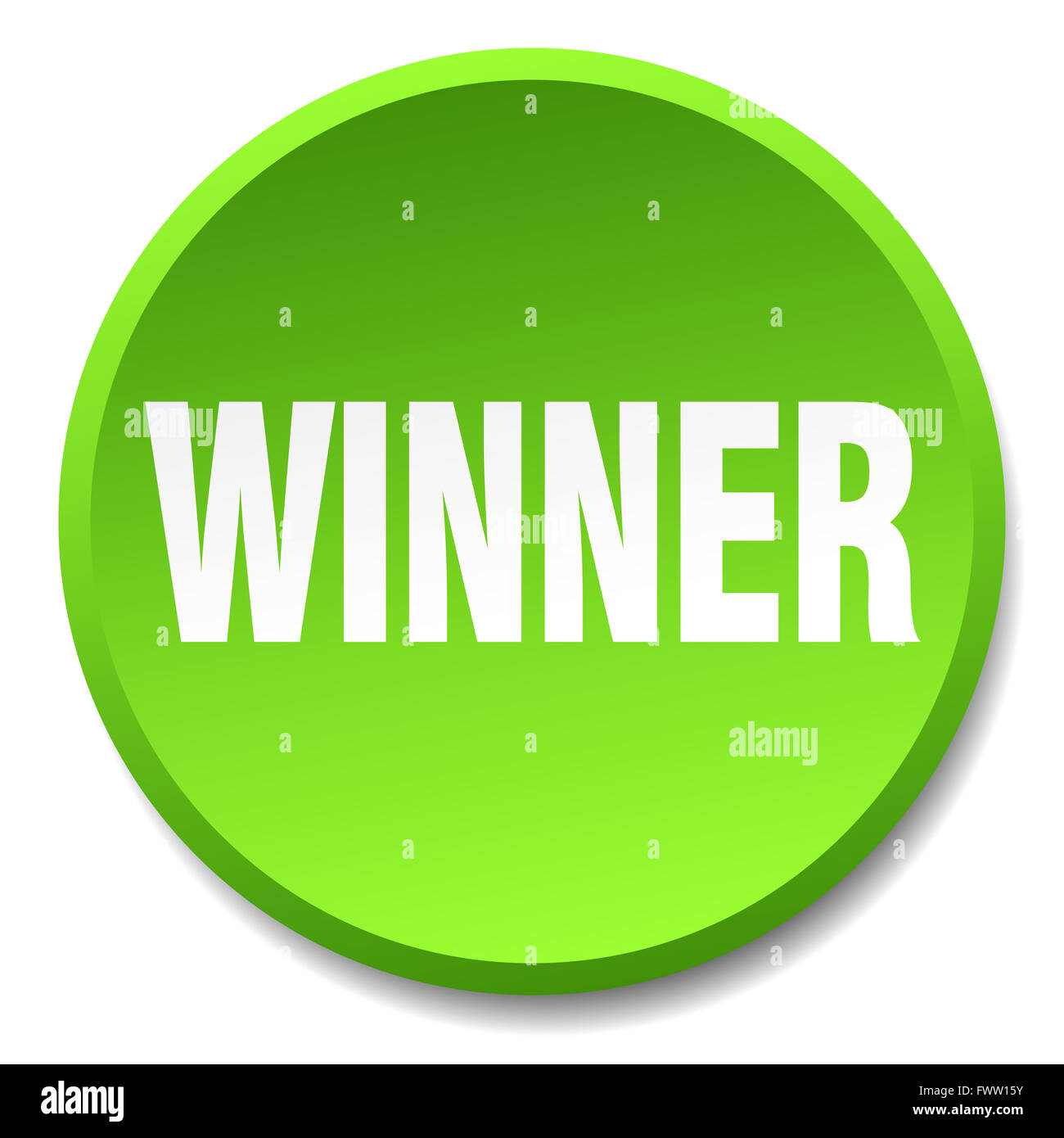 winner green round flat isolated push button Stock Photo - Alamy