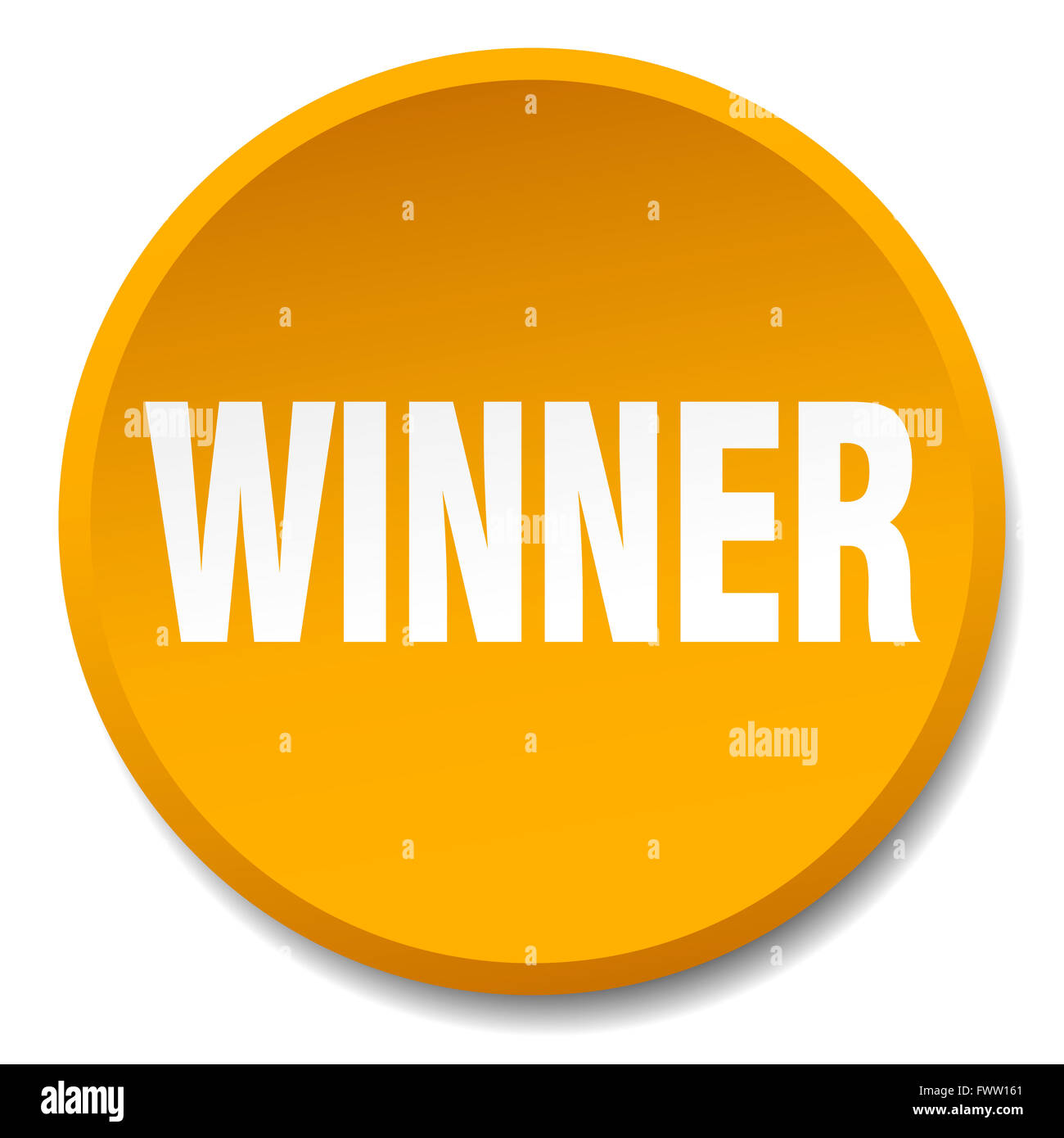 winner orange round flat isolated push button Stock Photo - Alamy