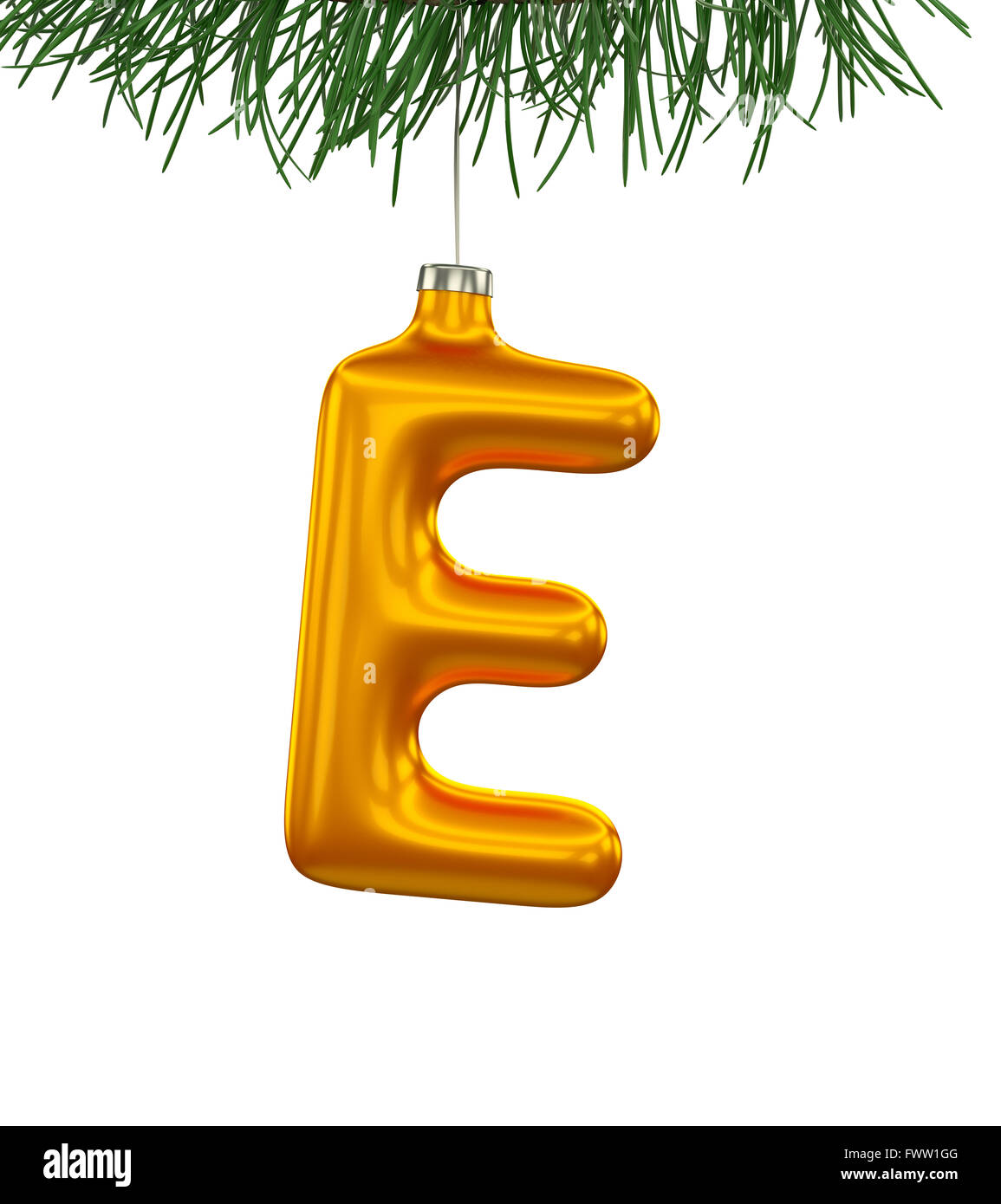 Christmas Tree Font: E letter isolated on white Stock Photo - Alamy