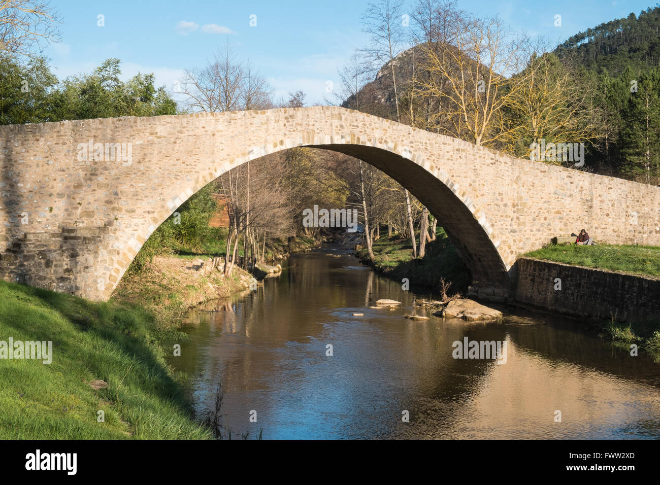 Europe bridge over le rialsesse river in village of serres hi-res stock ...
