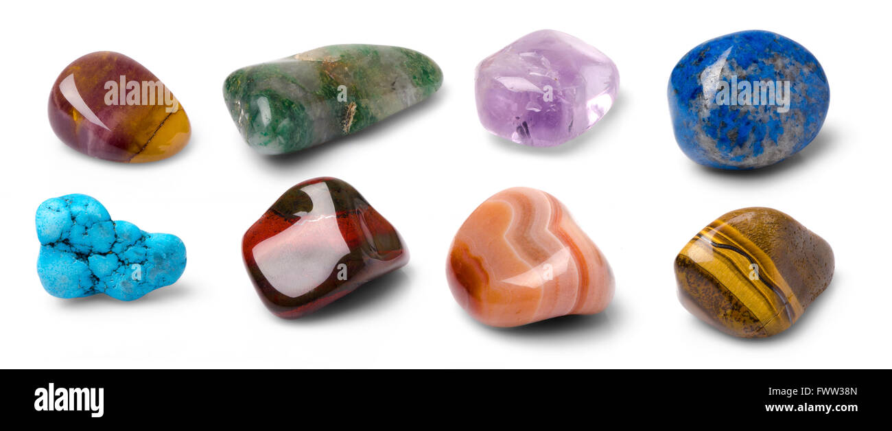 Eight colorful gems isolated on white background Stock Photo - Alamy