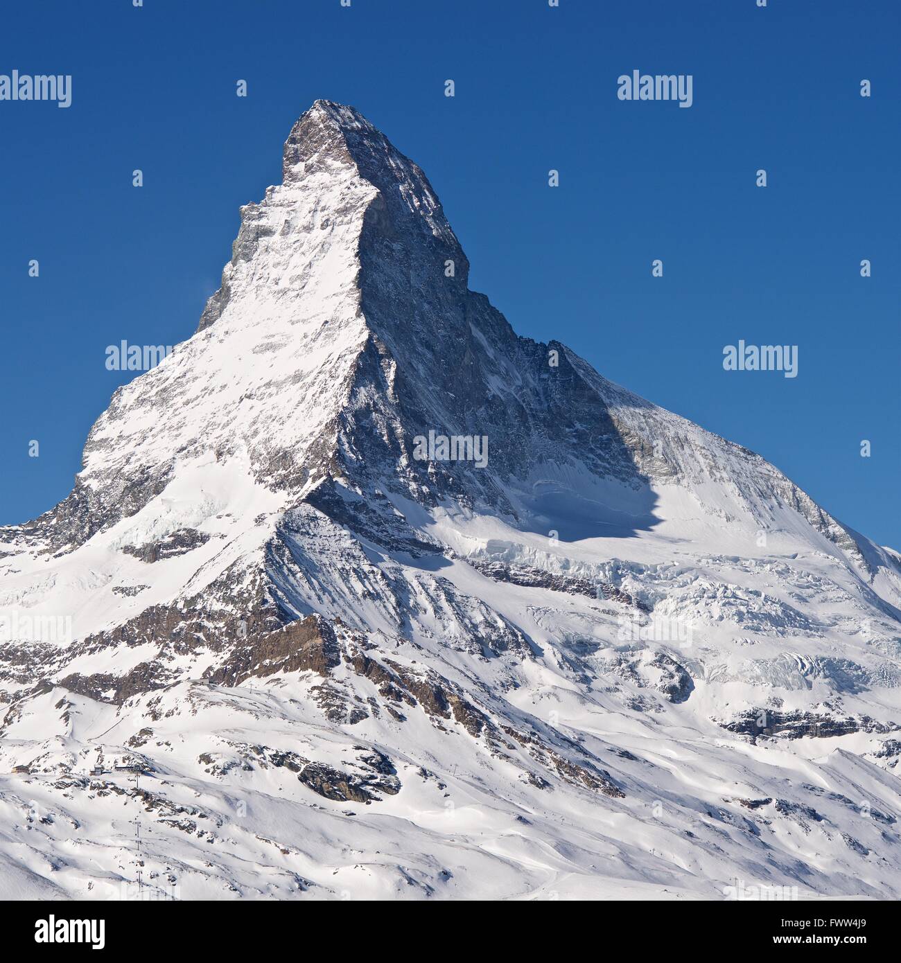 A colour image of the peak of the snow covered matterhorn Stock Photo ...