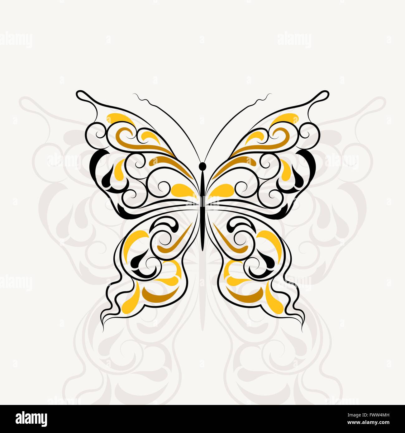 Vintage pattern in shape of a butterfly Stock Vector Image & Art - Alamy