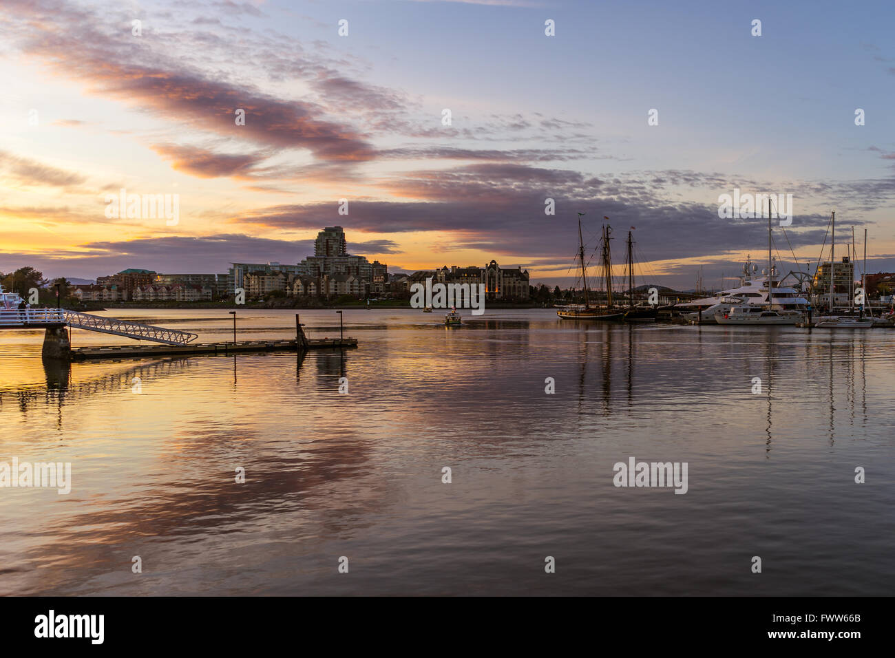 Victoria, British Columbia Inner Harbor at Sunset Stock Photo - Alamy