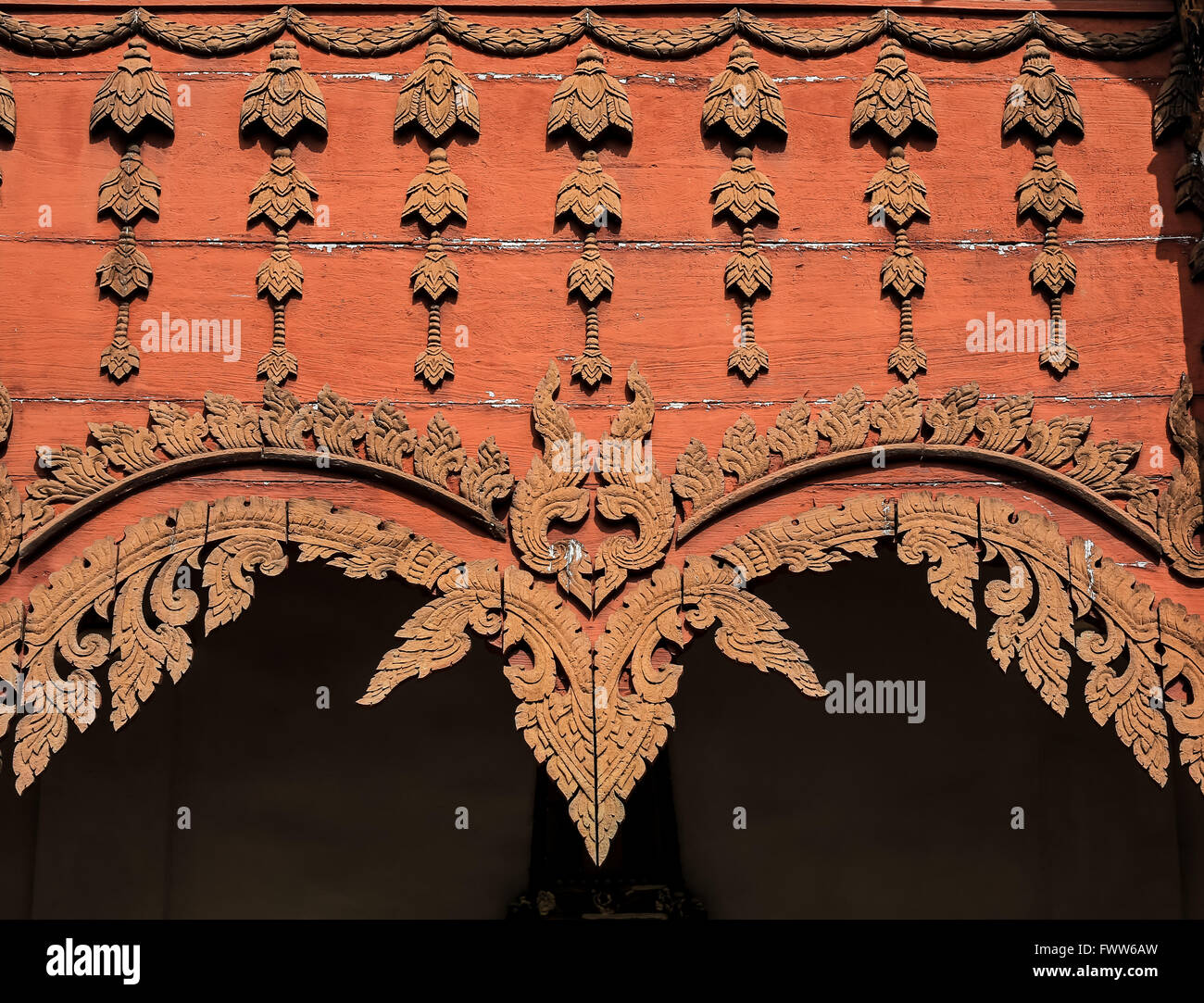 Wooden Decoration Gable of Thai Northern Style Temple, Wat Hua Khuang ...