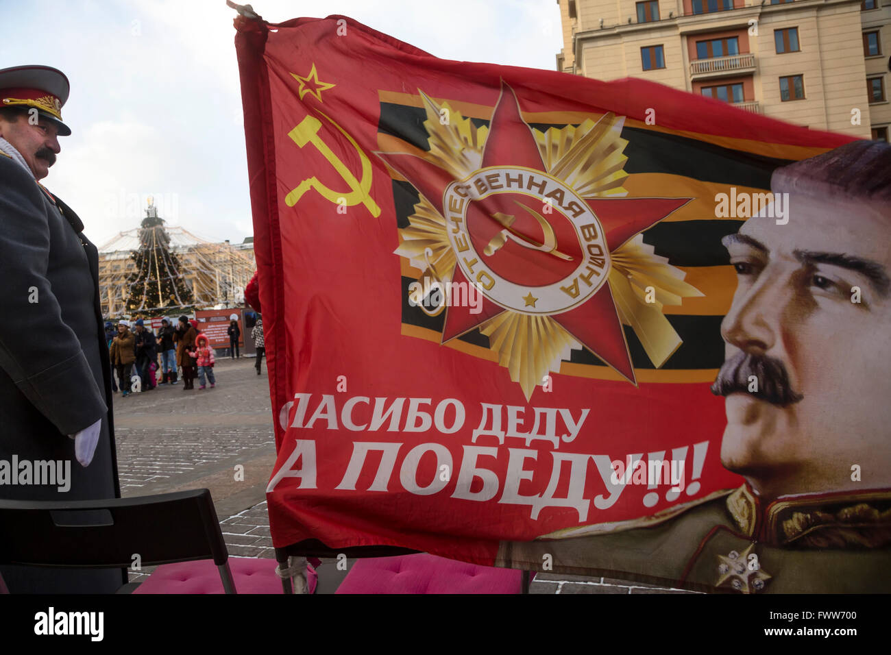 A street performer made up and dressed as Soviet dictator Josef Stalin ...
