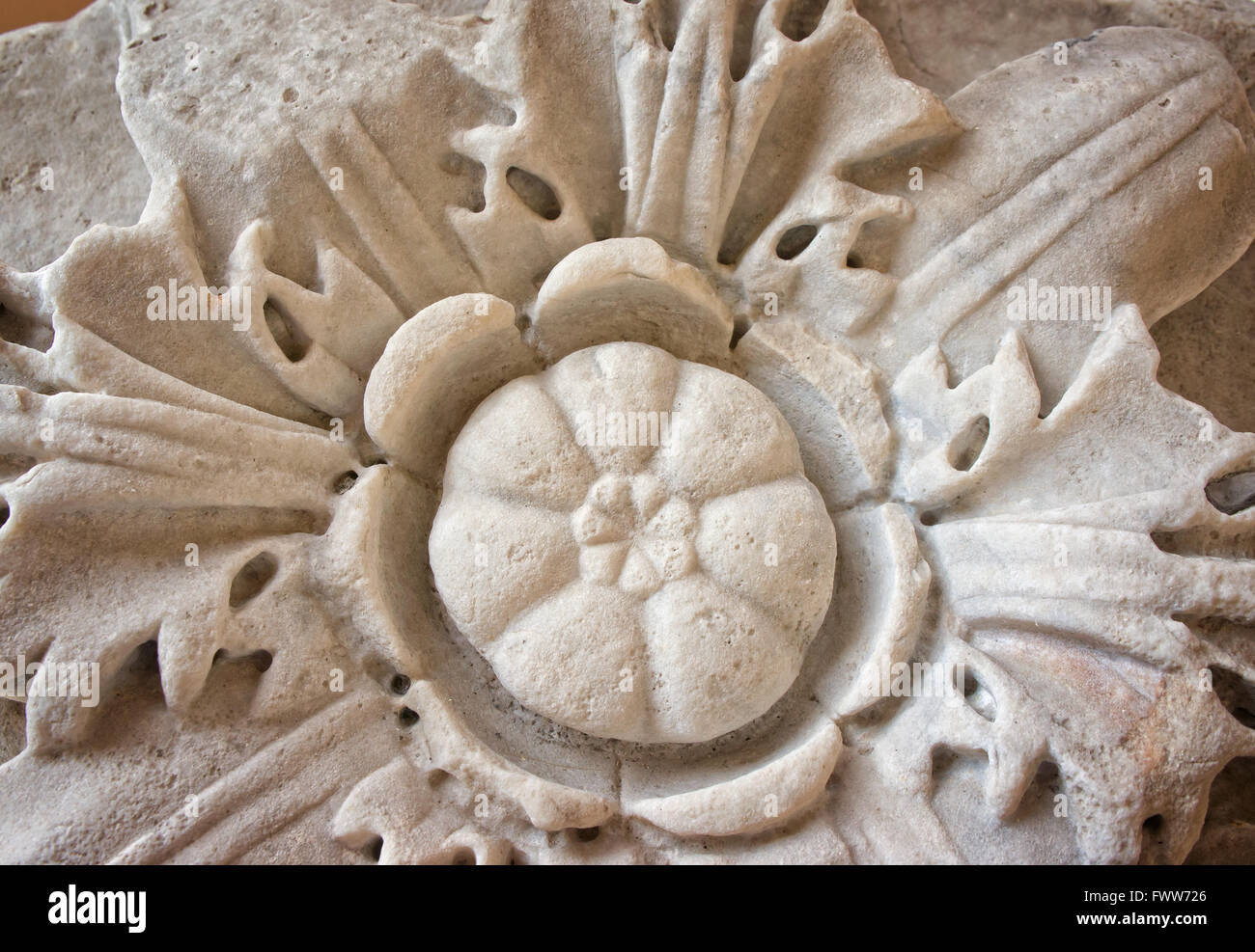 Closeup of a flower decor of a roman column - Rome - Italy Stock Photo ...