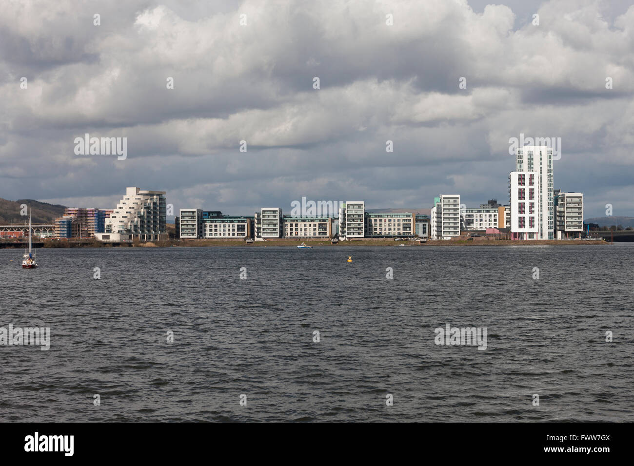 Penarth barrage and Cardiff Bay marina development Stock Photo - Alamy