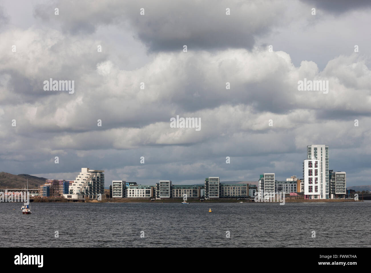 Penarth barrage and Cardiff Bay marina development Stock Photo - Alamy