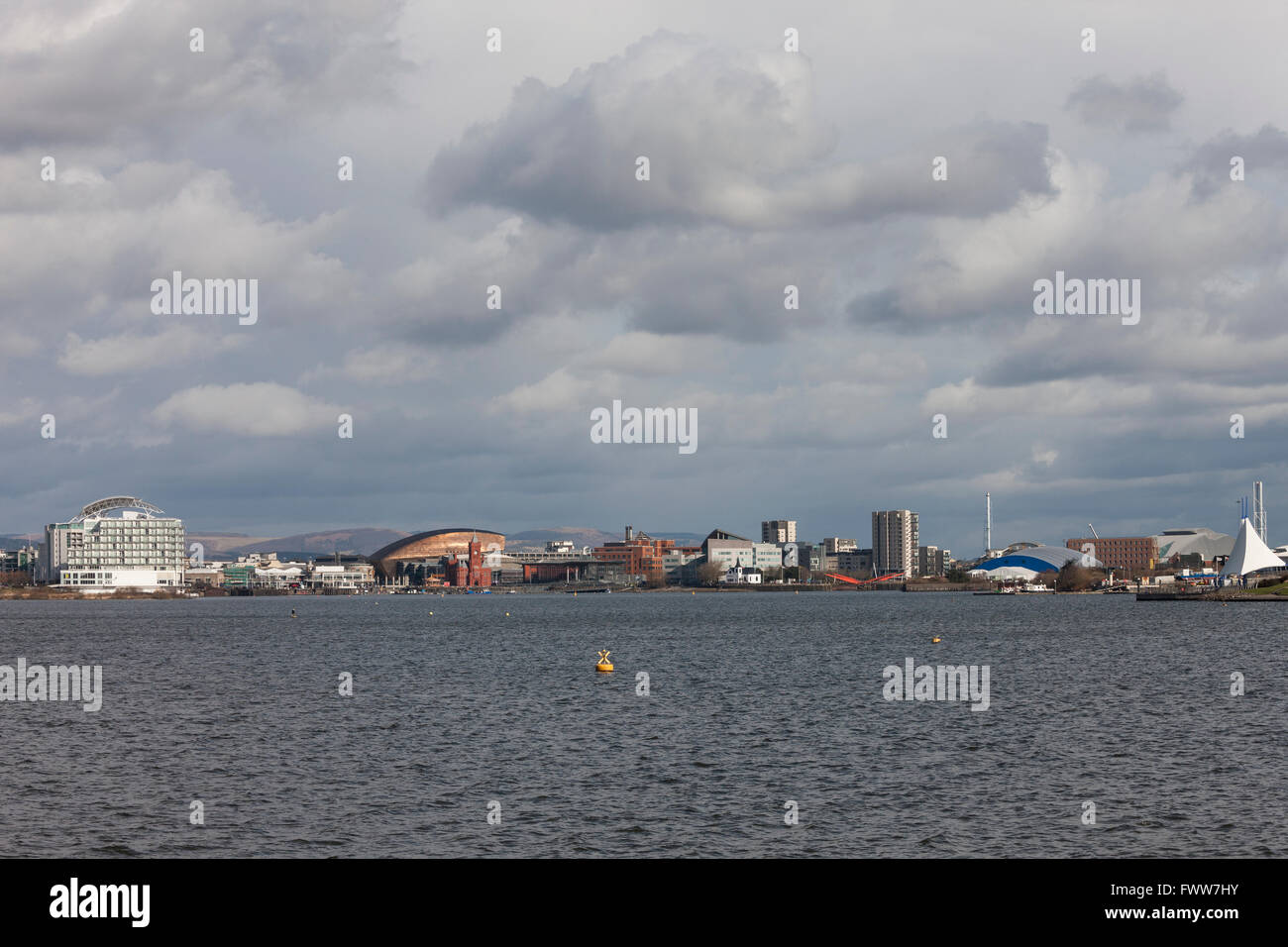 Penarth barrage and Cardiff Bay marina development Stock Photo - Alamy