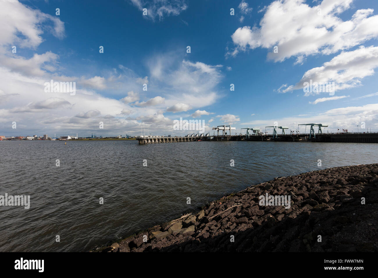 Penarth barrage and Cardiff Bay marina development Stock Photo - Alamy