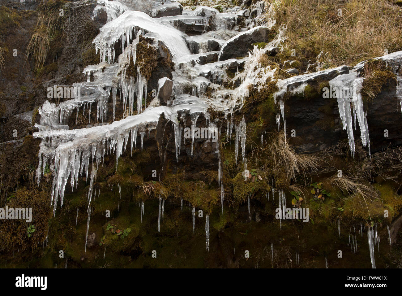 After a cold spring night a lot of water of the Soda Springs in ...