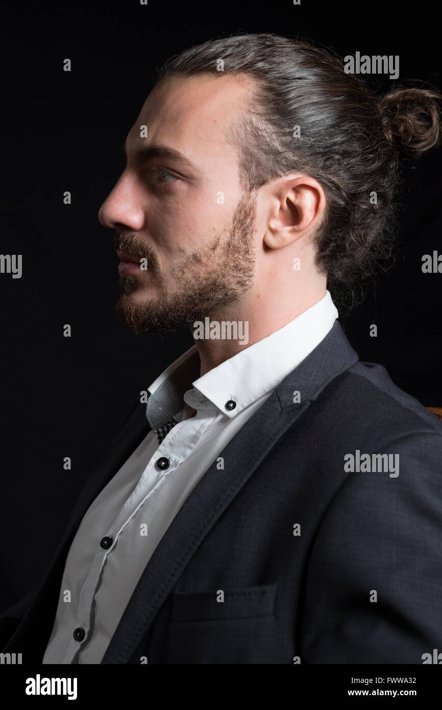 Beard and ponytail hi-res stock photography and images - Alamy