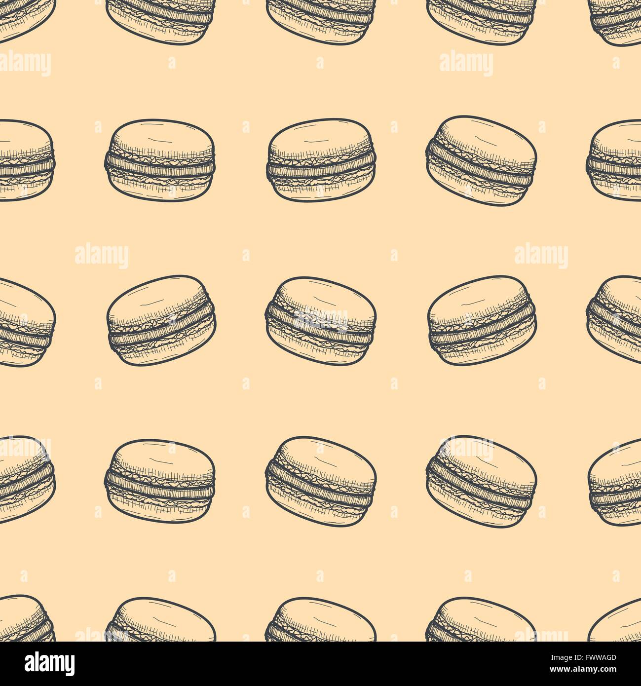 Hand drawn seamless macaroons background. Vector Stock Vector Image ...