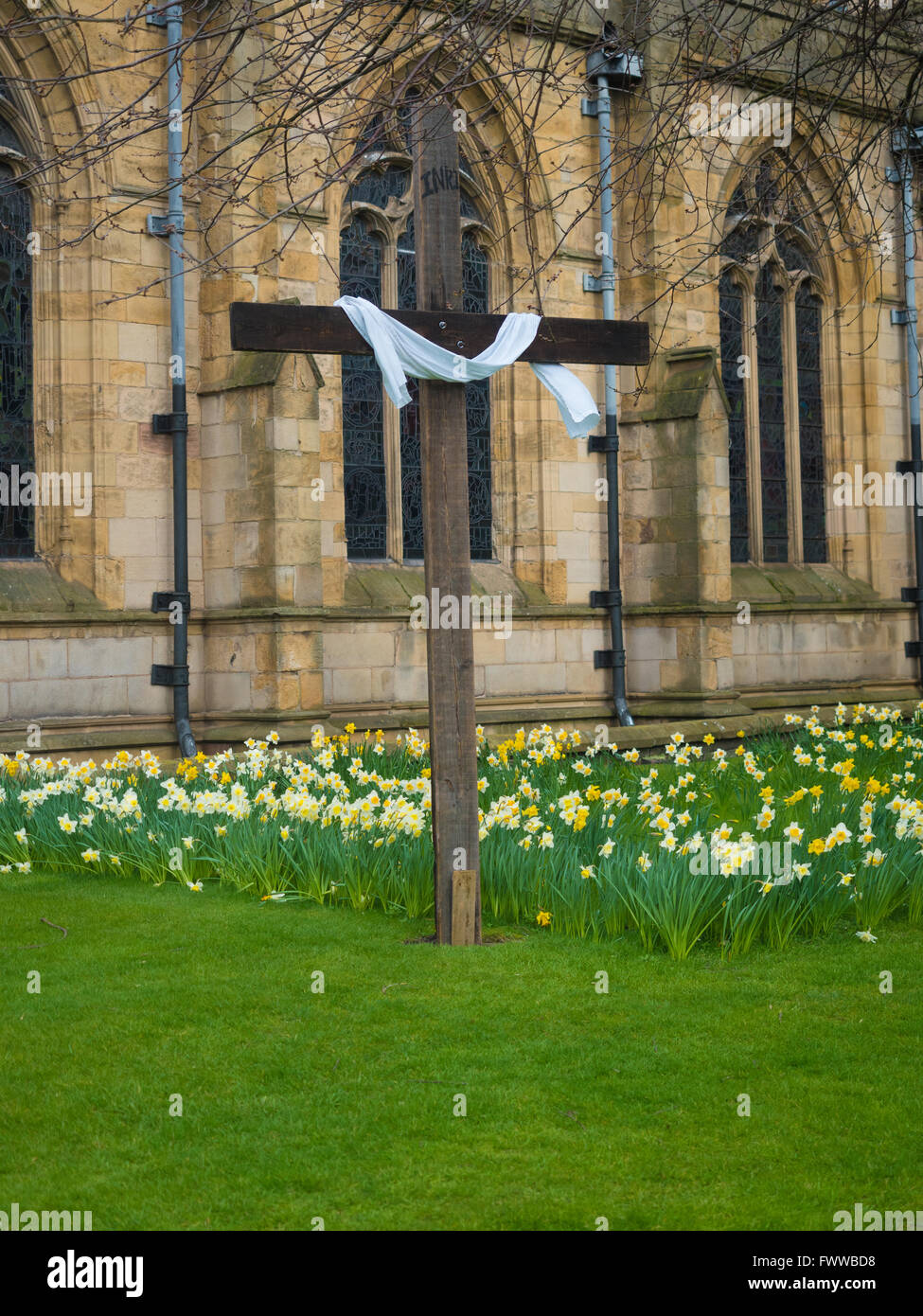 wooden cross with cloth detail Stock Photo - Alamy