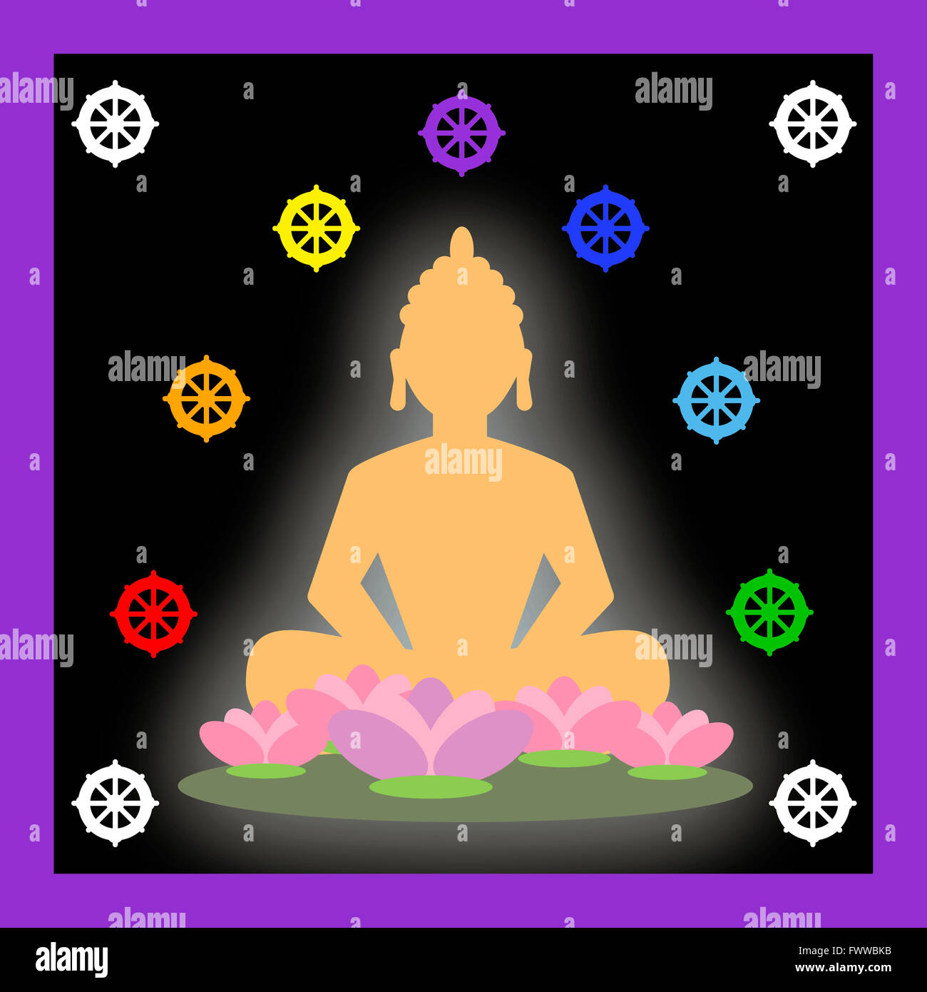 Buddha and buddhist symbols Stock Photo - Alamy