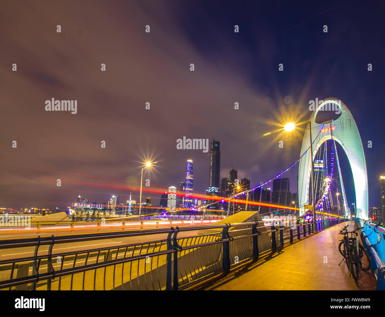 Guangzhou Liede Bridge at night Stock Photo - Alamy