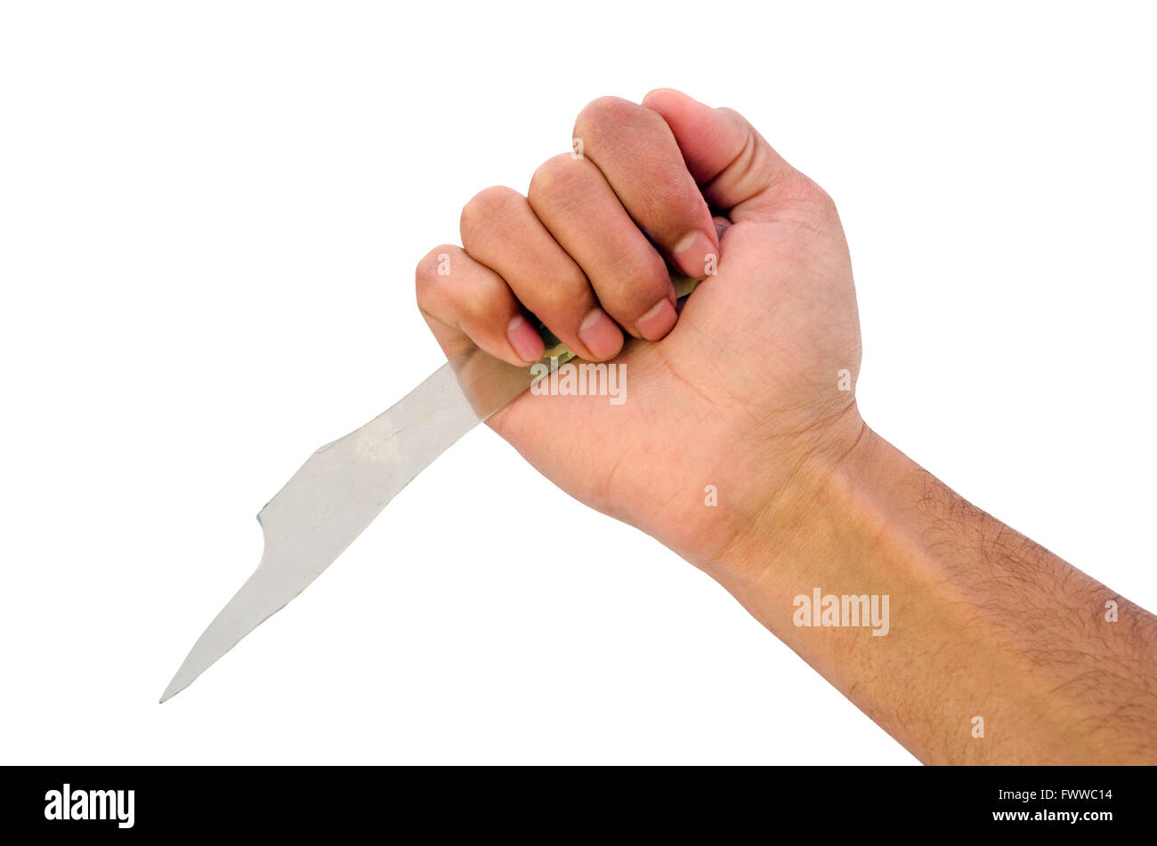 Male hand holding broken piece of glass Stock Photo - Alamy