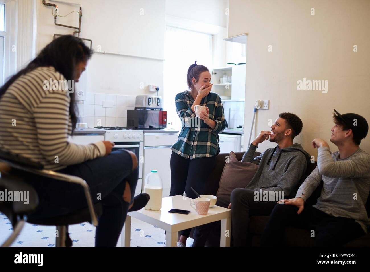 Group Of Students Hanging Out In Shared House Together Stock Photo - Alamy